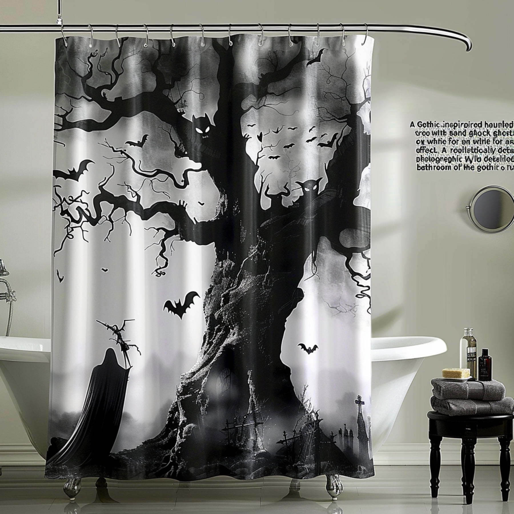 Spooky Gothic Tree and Ghosts Shower Curtain Hauntingly Beautiful ...