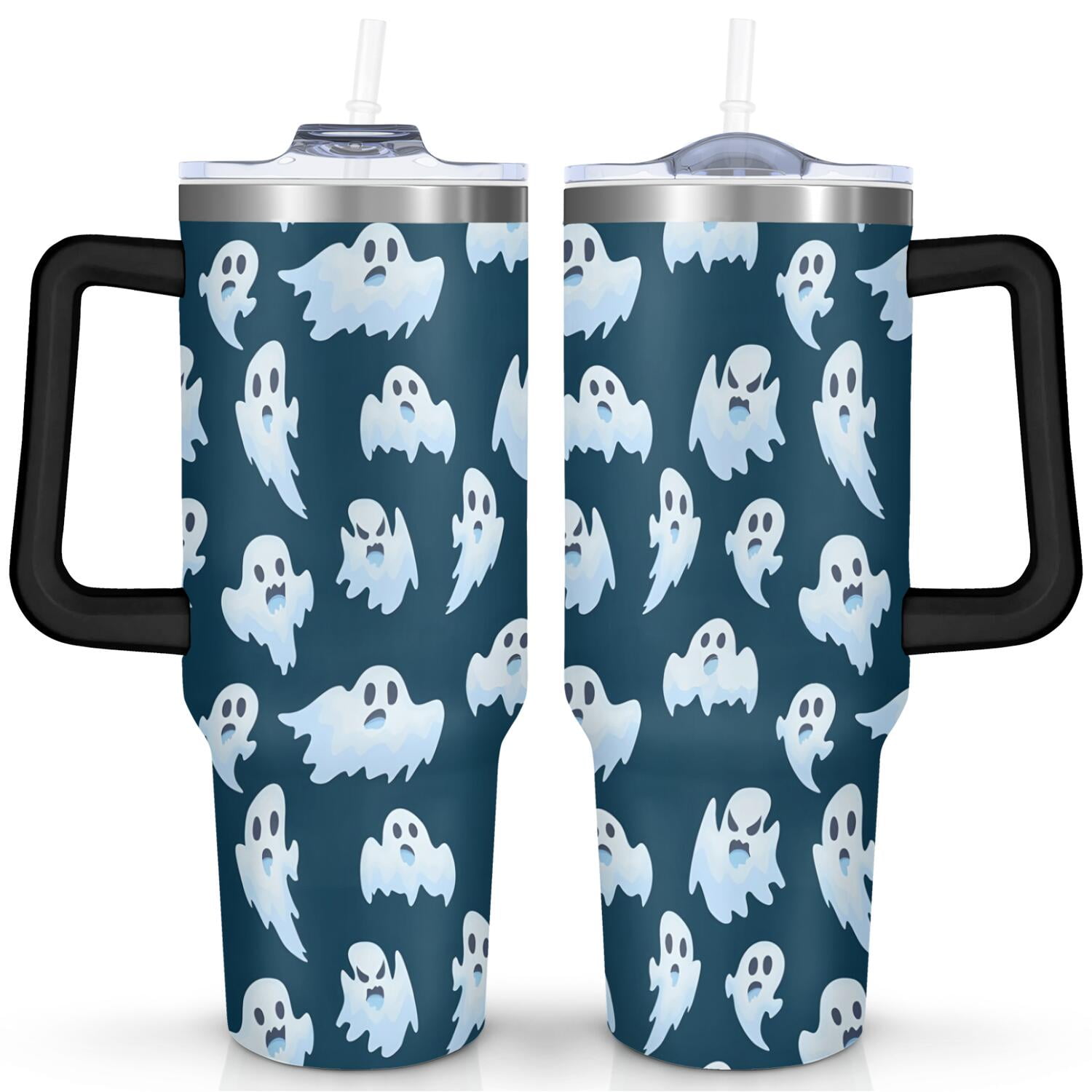 Spooky Gothic Tumbler 40oz - Bat Cobweb Witch Design - Stainless Steel ...