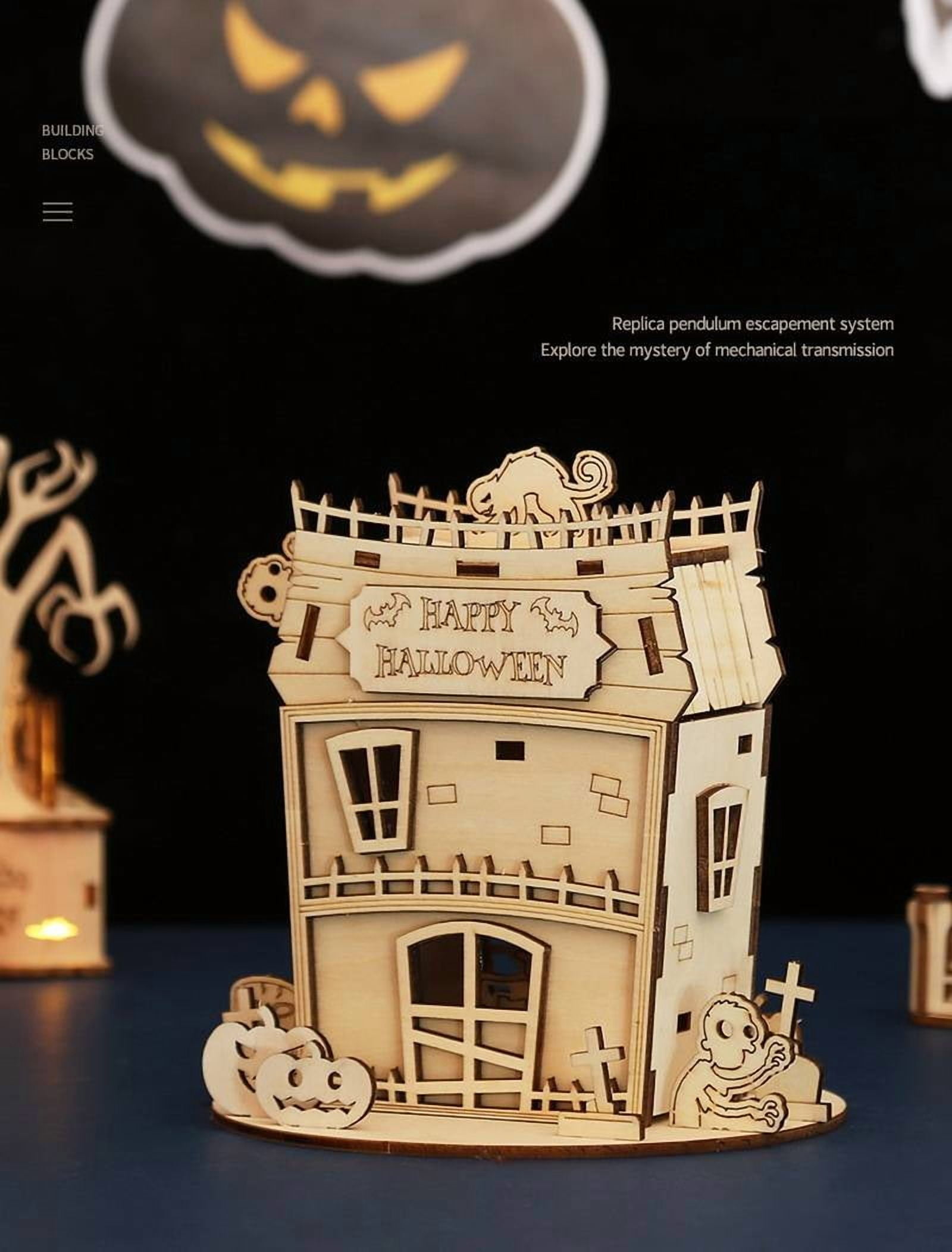 Spooky Halloween 3D Wooden Puzzle Zombies Castle, Carving Process ...