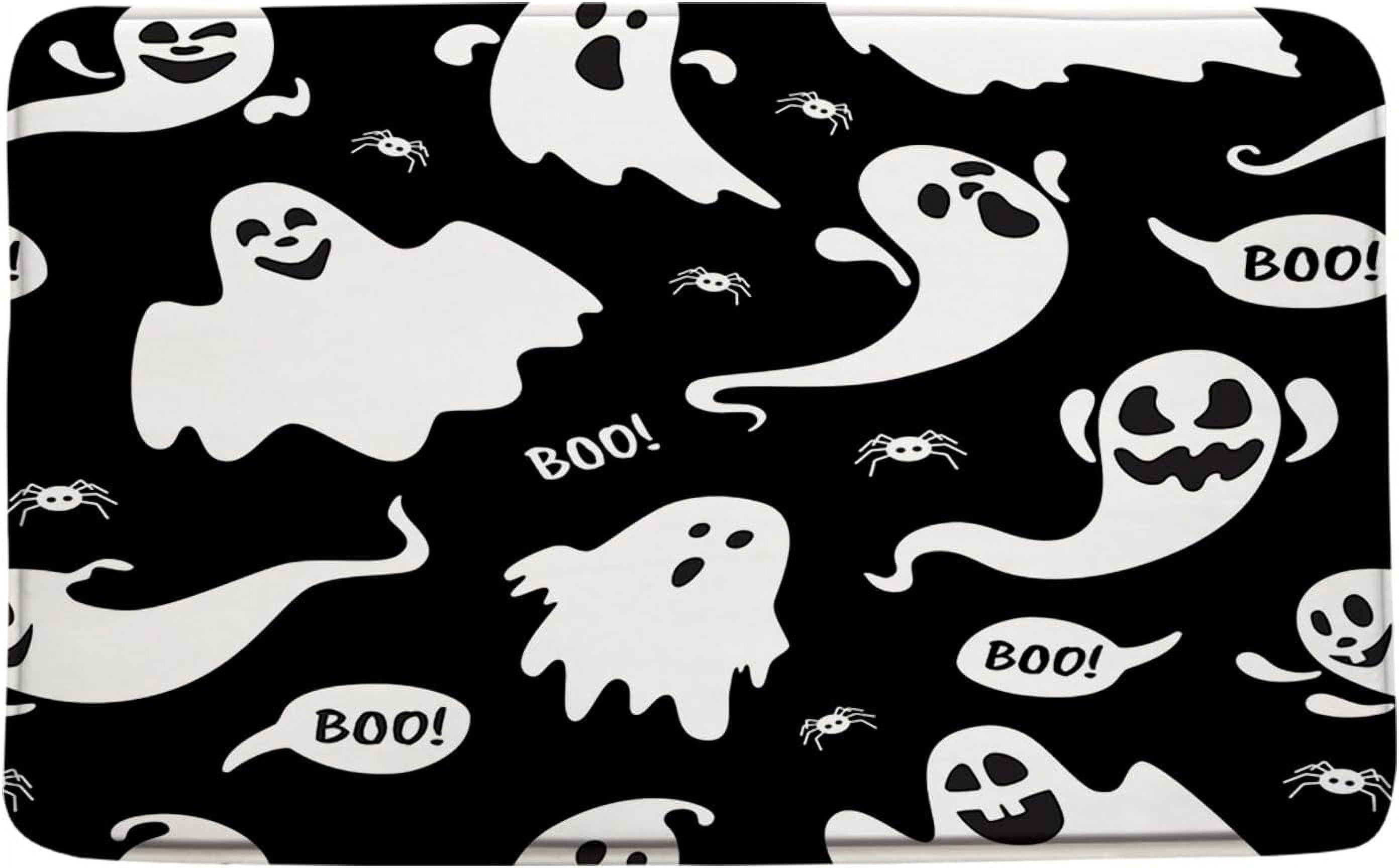 Spooky Halloween Bath Mat Black White Scary Ghost Cartoon Ghost Funny ...