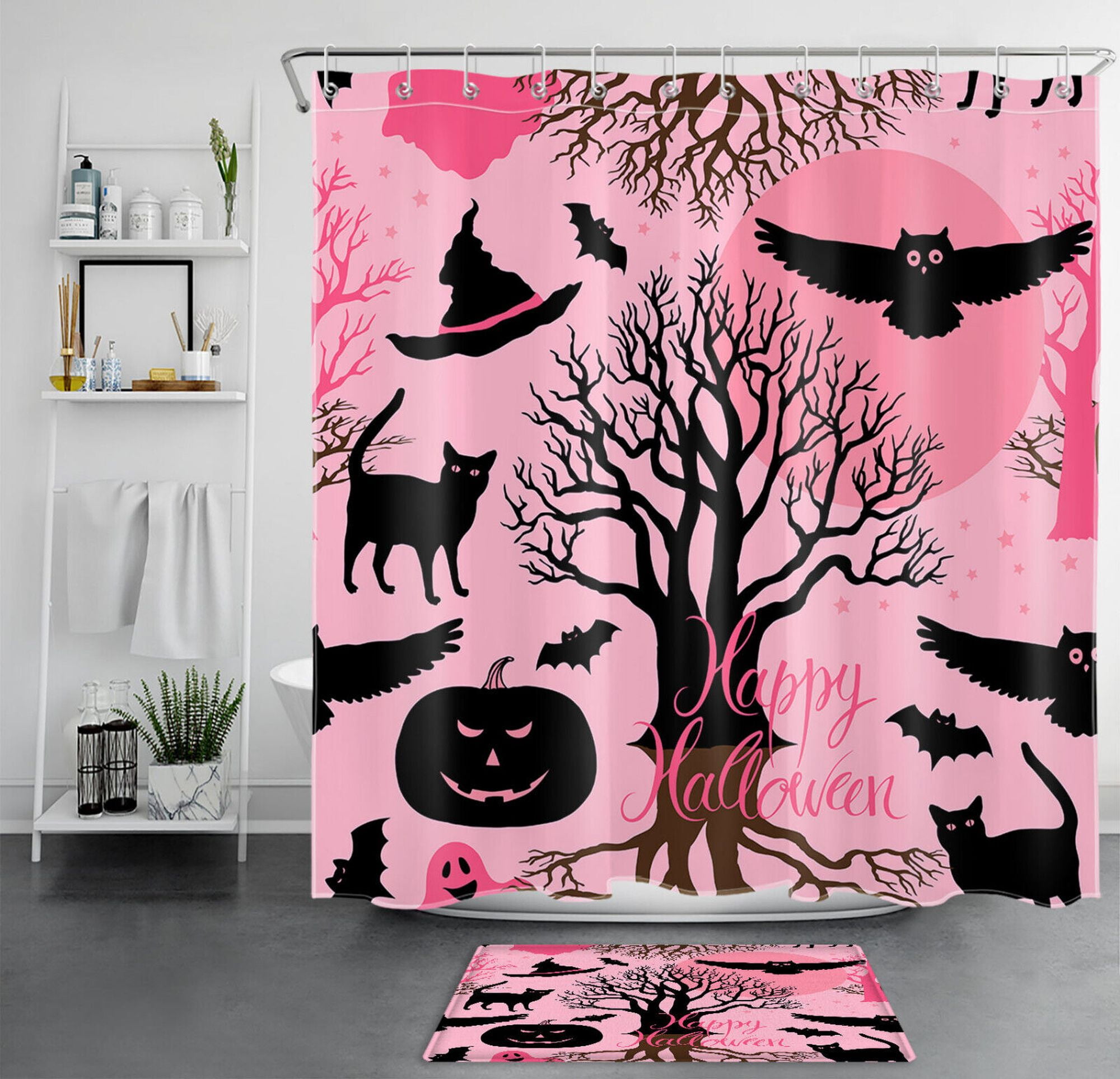 Spooky Halloween Bathroom Decor Haunted Forest Shower Curtain With