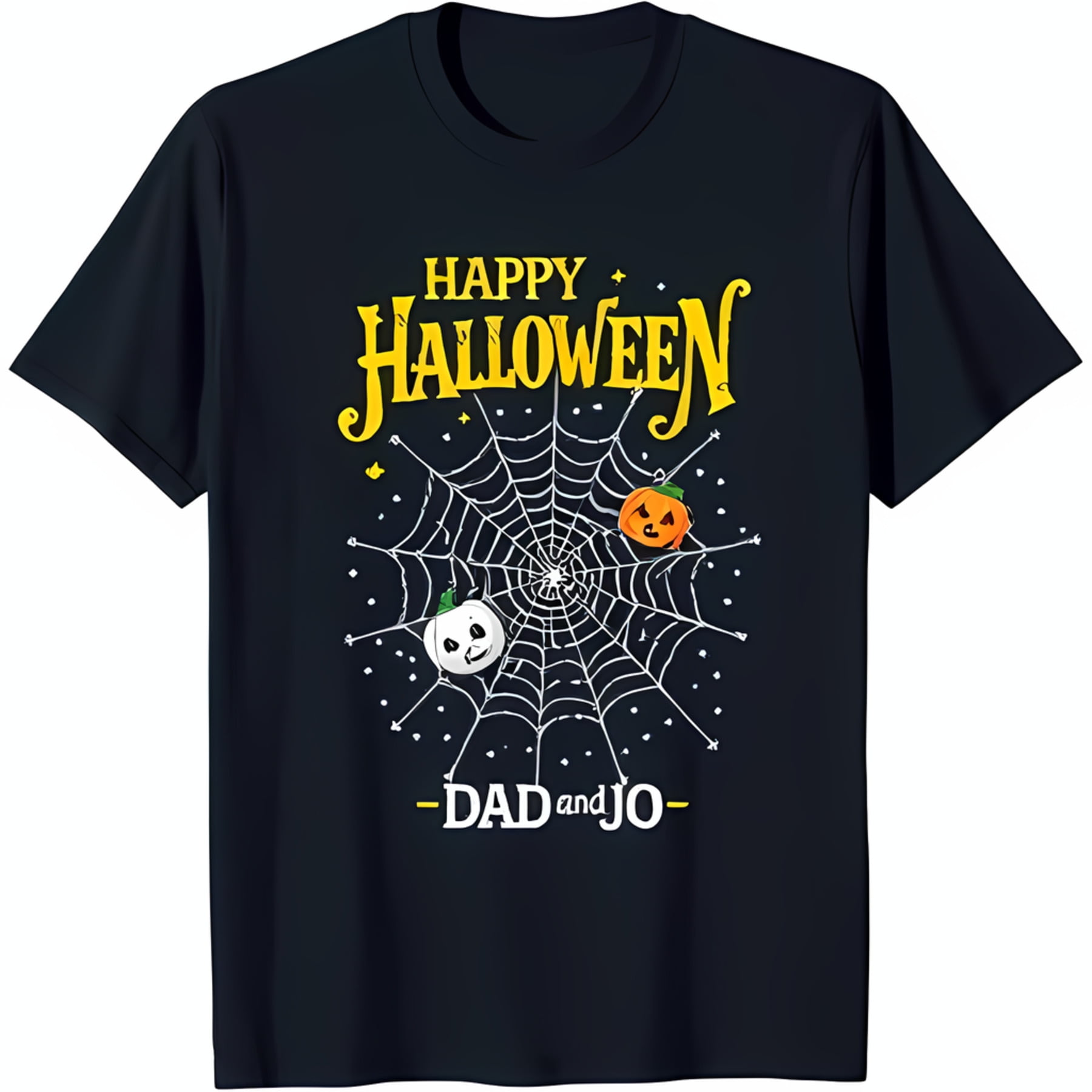 Spooky Halloween Black T-Shirt with Ghost Pumpkin & Spiderweb Graphic ...