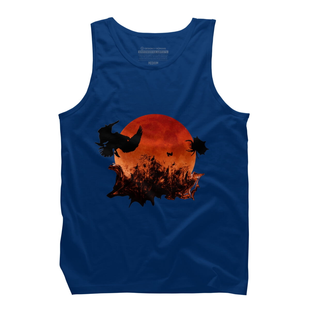 Spooky Halloween Blood Moon Eclipse Ghostly Birds Mens Royal Blue ...