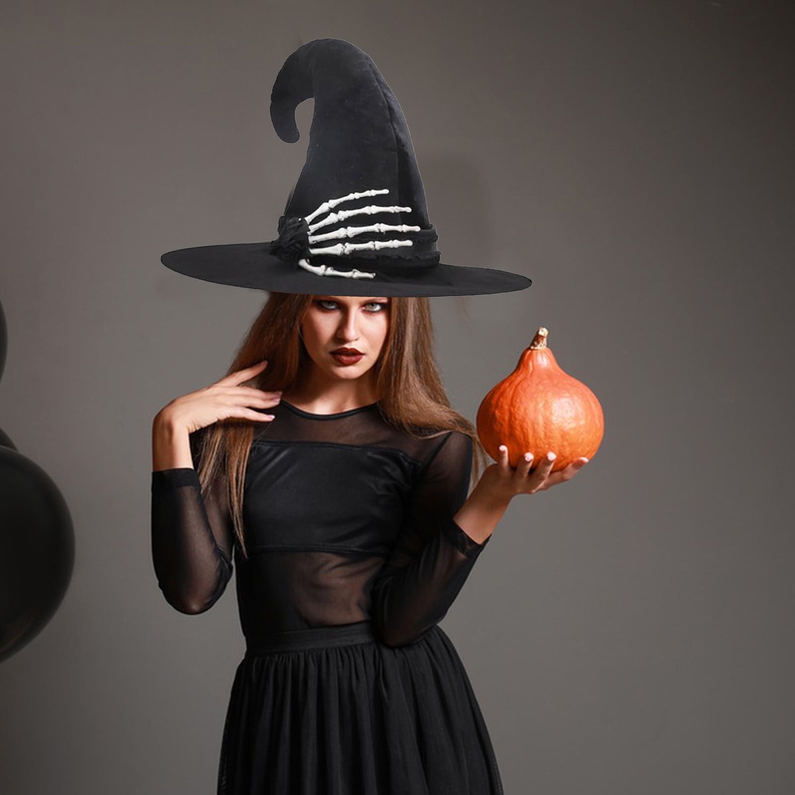 Spooky Halloween Costume Accessory Skull-Themed Witch Hat, Polyester ...