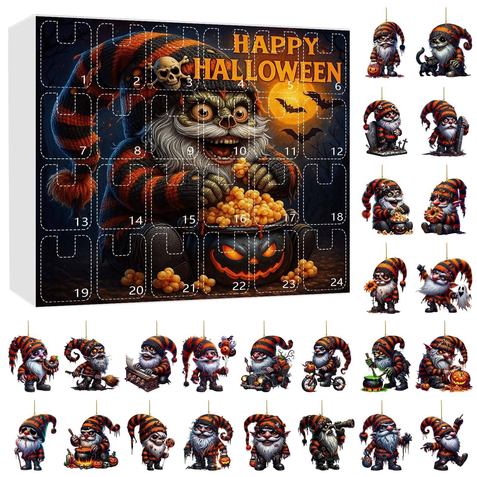 Spooky Halloween Decor 2025 24 Day Countdown Calendar with Double Sided ...