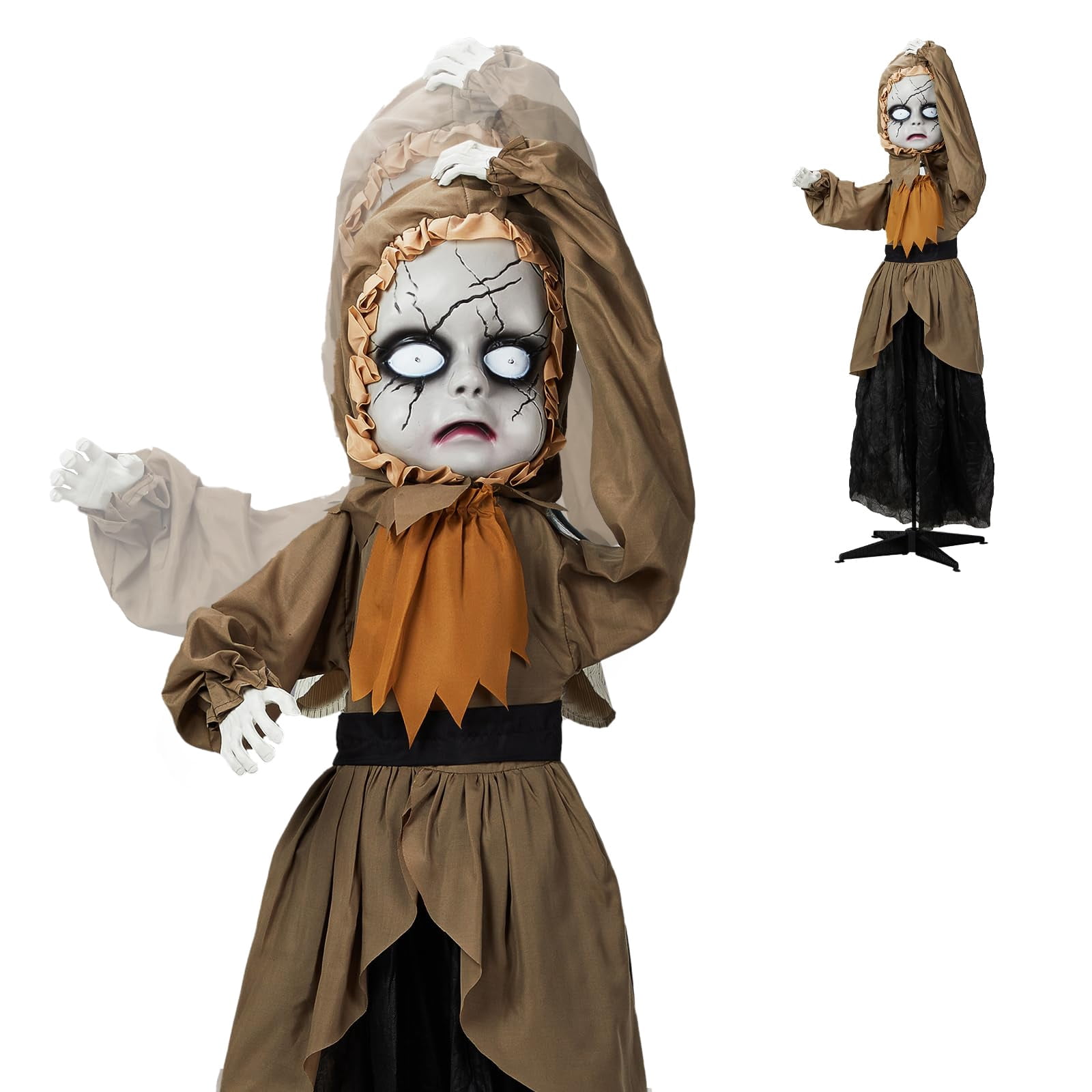 Spooky Halloween Decoration 5.3ft Standing Ghost Doll, Voice Triggered ...