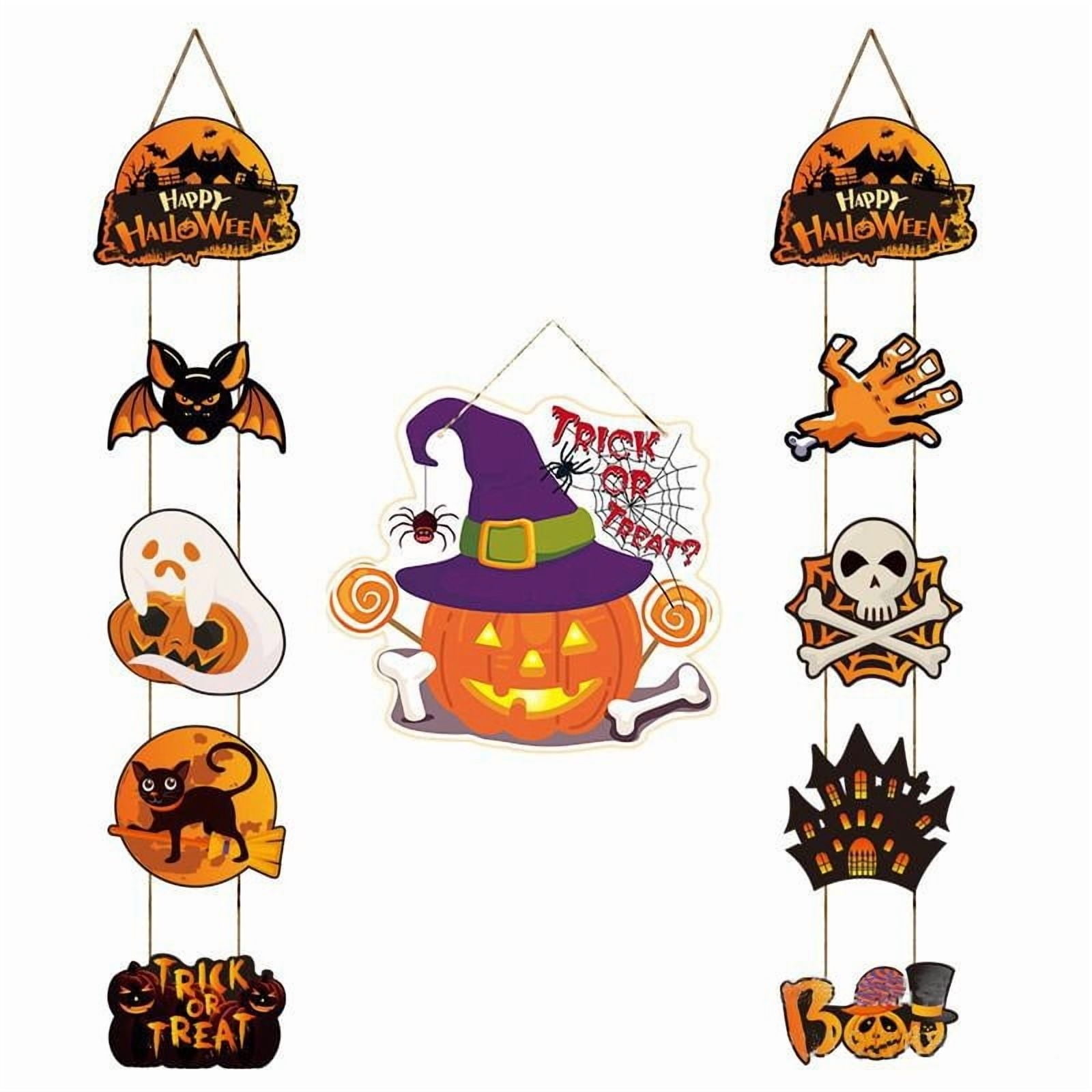 Spooky Halloween Door Banner – Pumpkin, Witch & Skeleton Party Hanging ...