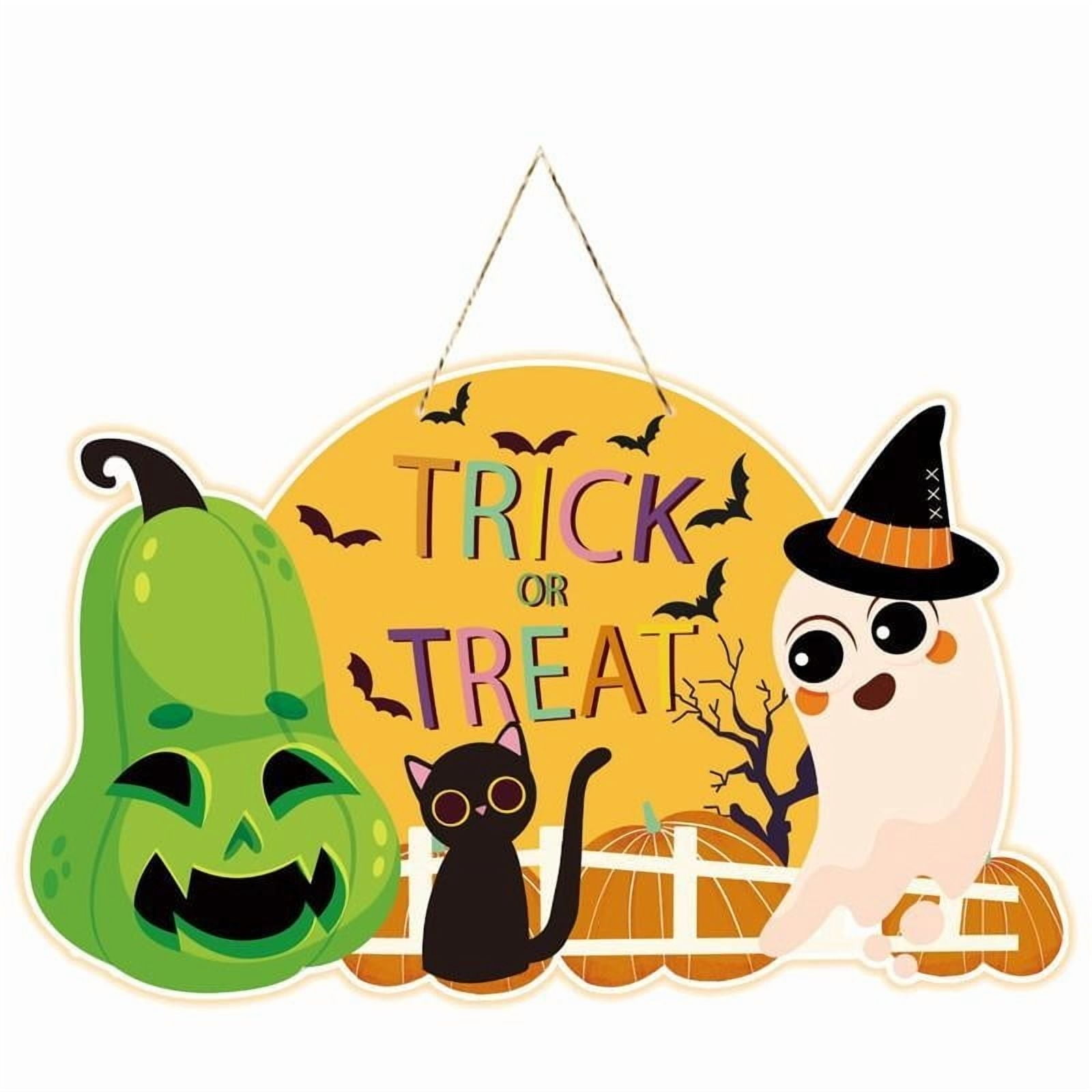 Spooky Halloween Door Banner – Pumpkin, Witch & Skeleton Party Hanging ...