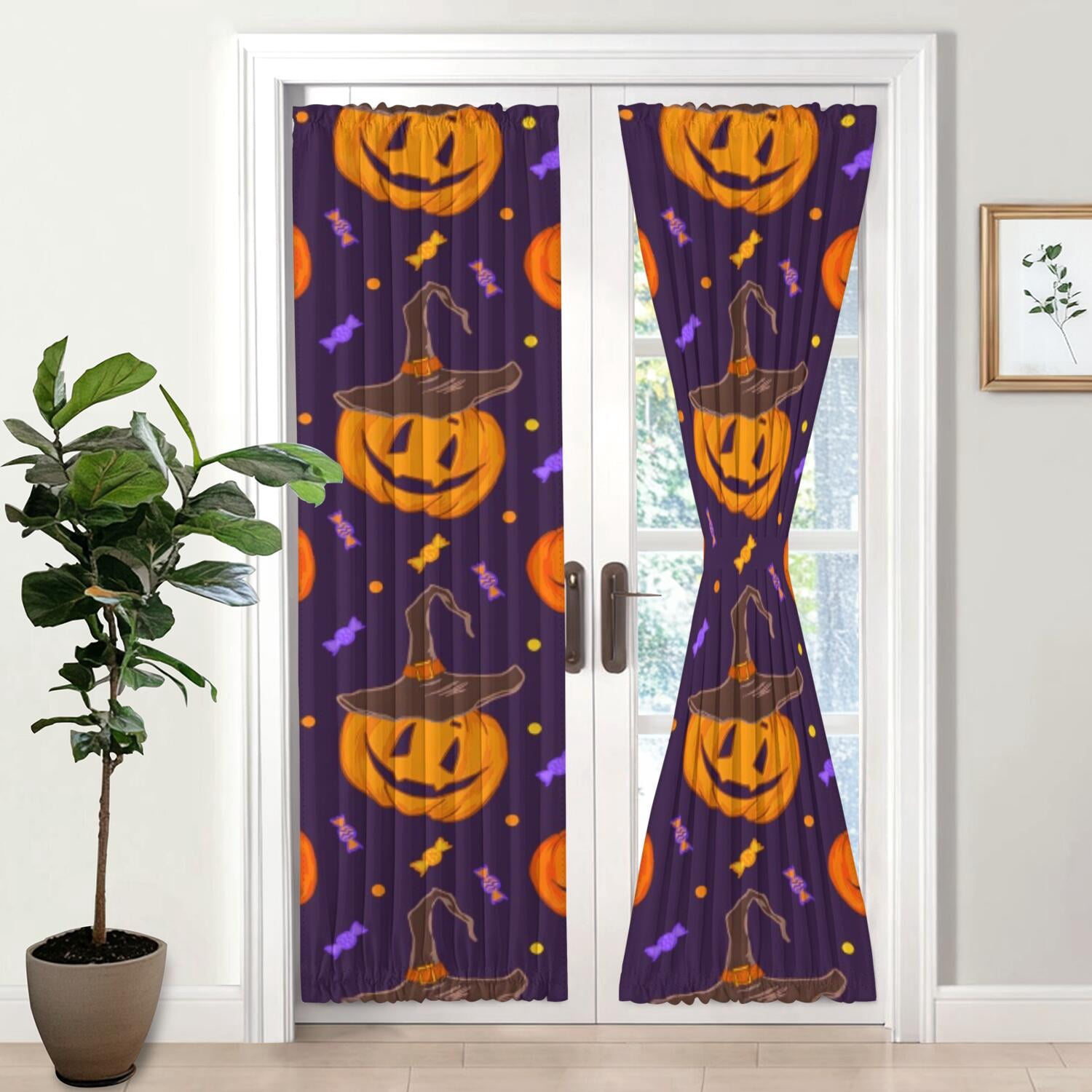 Spooky Halloween Door Curtain with Vintage Ghost and Skull Design - 100 ...