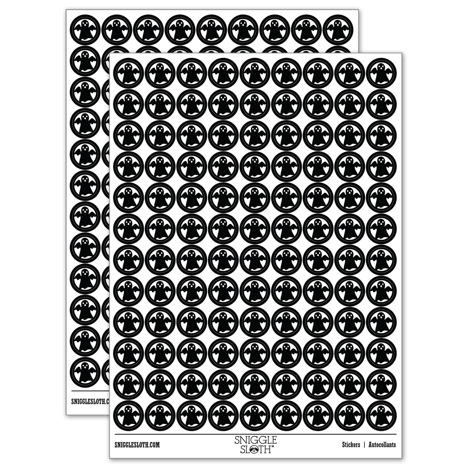 Spooky Halloween Ghost 200+ Round Stickers - Black - Matte Finish - 0. ...