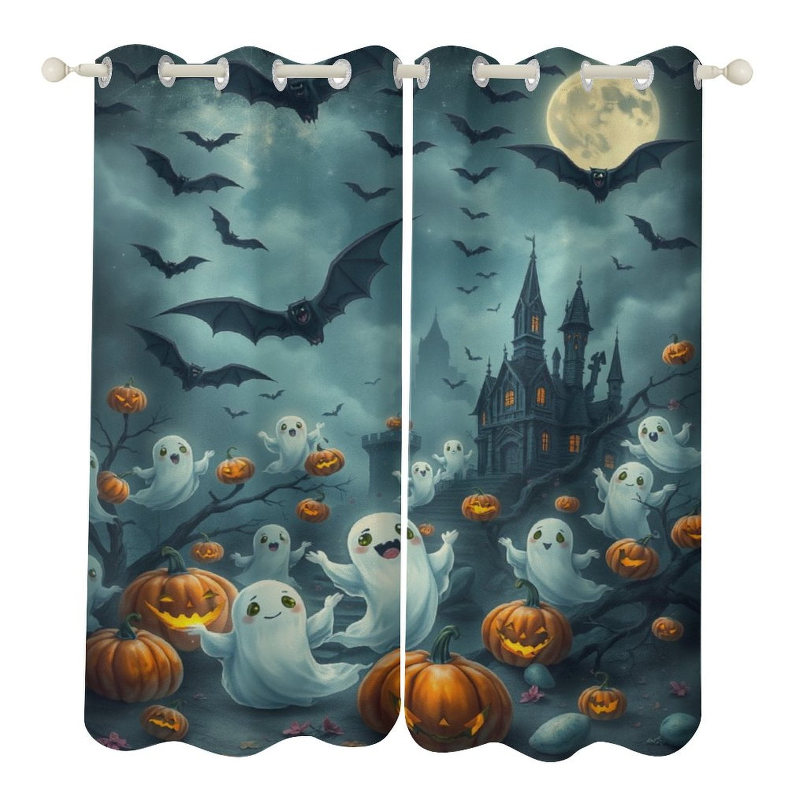 Spooky Halloween Ghosts Curtains for Bedroom Living Room Drapes Kitchen ...