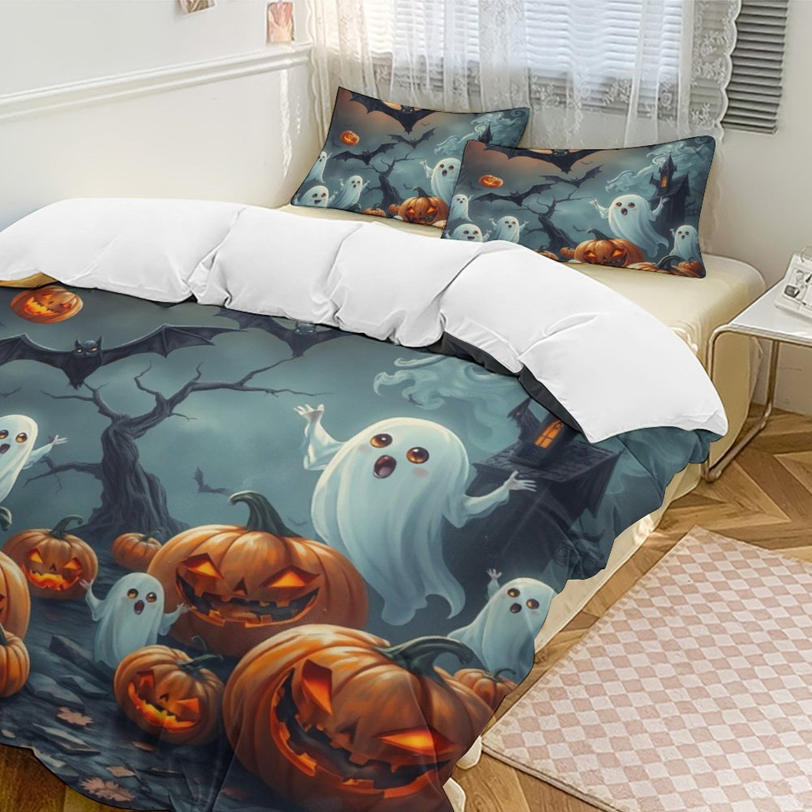 Spooky Halloween Ghosts Pumpkins Bedding Comforter Set Quilt Bedding ...