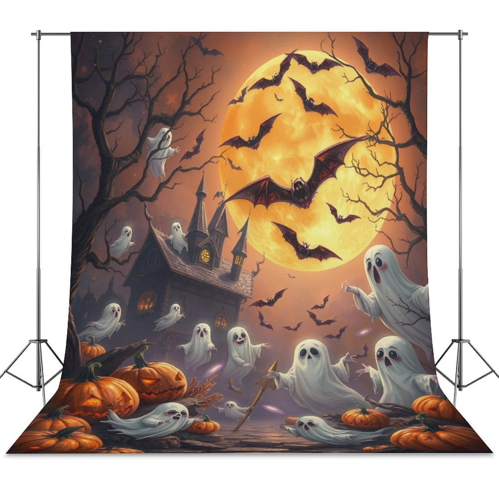 Spooky Halloween Ghosts Pumpkins Party Backdrop Birthday Decoration ...