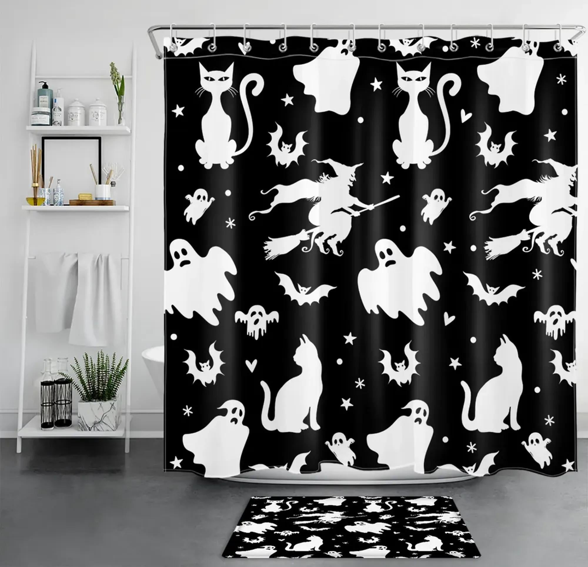 Spooky Halloween Haunted House Bathroom Decor With Witch Ghost And