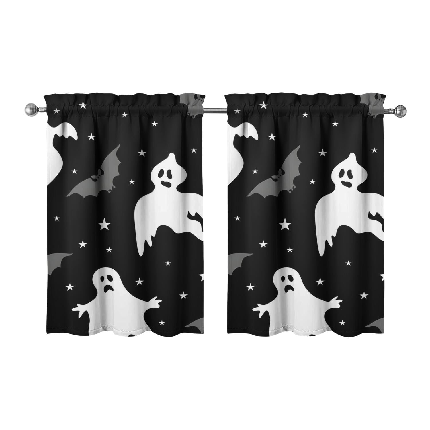 Spooky Halloween Kitchen Curtains Set of 2, with Ghost and Full Moon ...