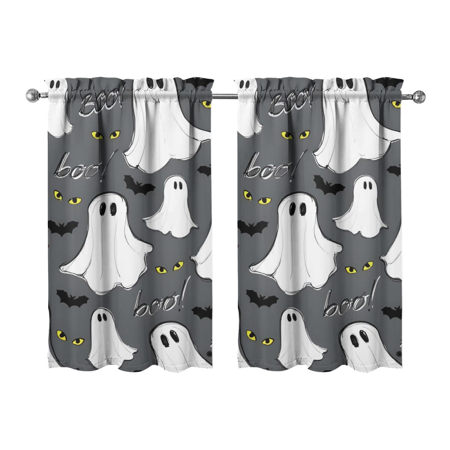 Spooky Halloween Kitchen Curtains Set of 2, with Skeleton and Full Moon ...