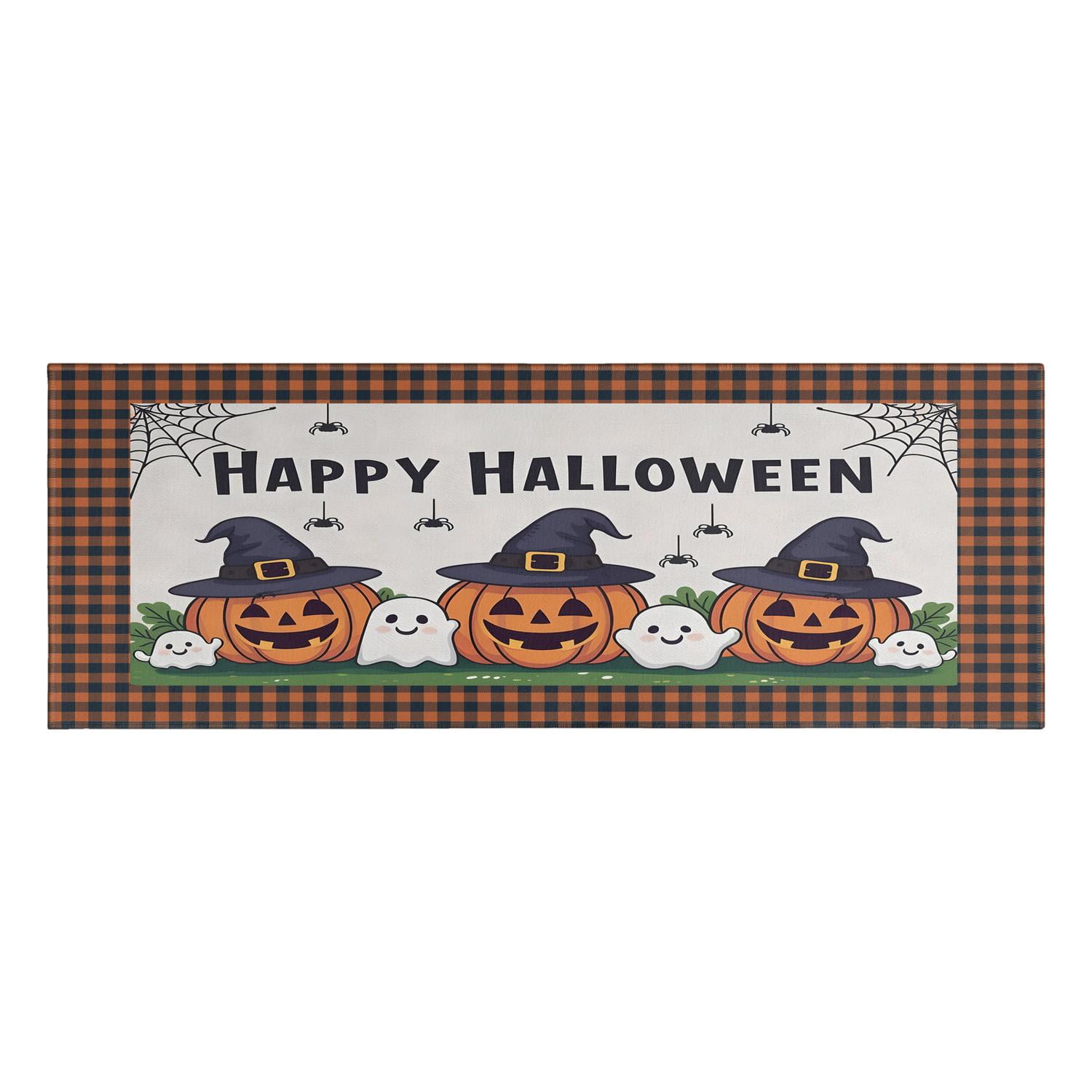 Spooky Halloween Kitchen Mat Ghost Boo and Spider Web Design 17x47 Inch ...