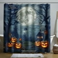Spooky Halloween Moonlit Forest Haunted House Shower Curtain Home Decor