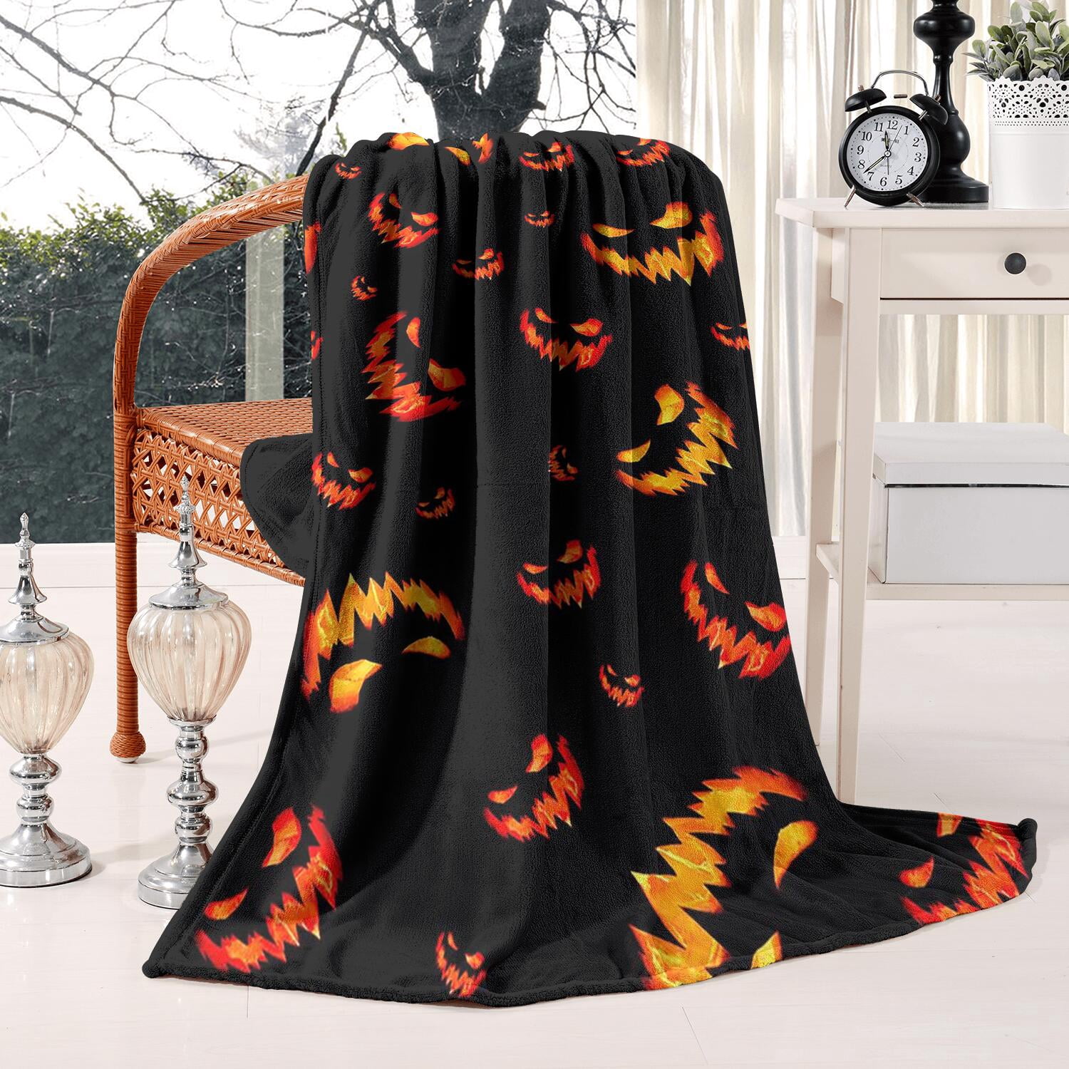 Spooky Halloween Night Blanket 50x60 - Vintage Gothic Ghost Pumpkin ...