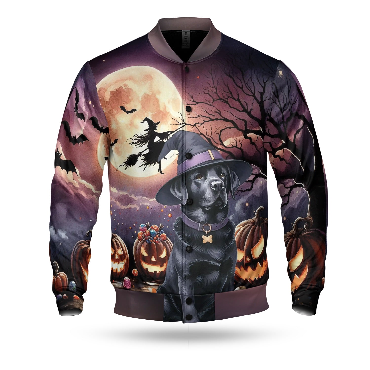 Spooky Halloween Night Witch Labrador Retriever Glowing Pumpkins All ...