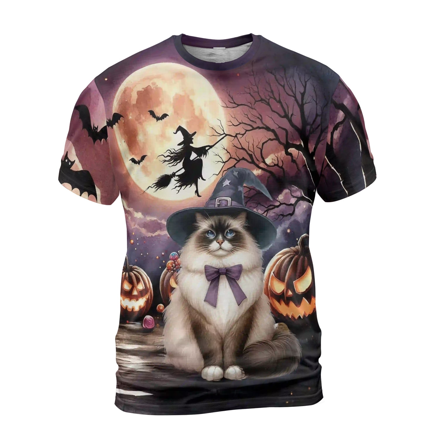 Spooky Halloween Night Witch Ragdoll Glowing Pumpkins All Over Print 3D ...