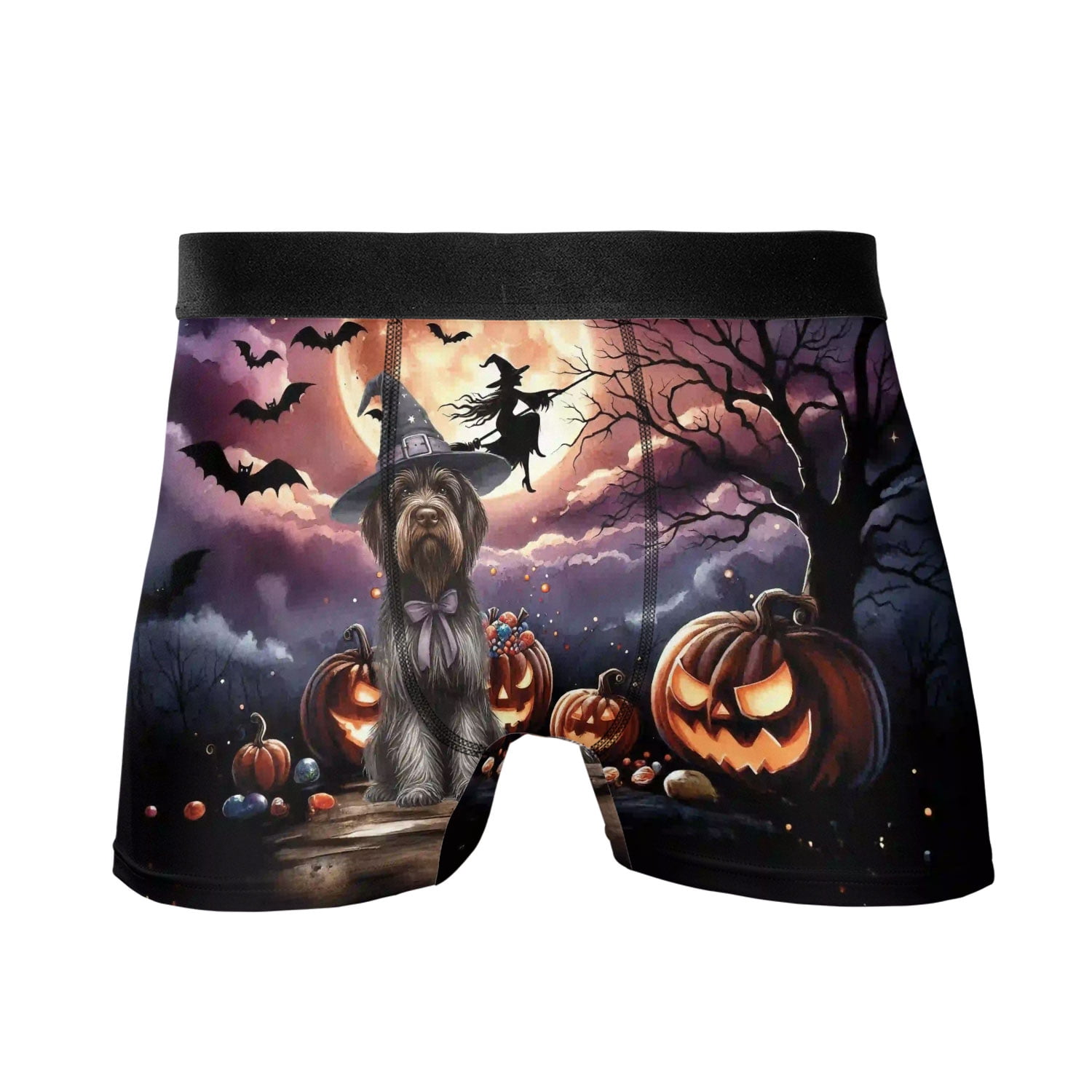 Spooky Halloween Night Witch Wirehaired Pointing Griffon Glowing ...