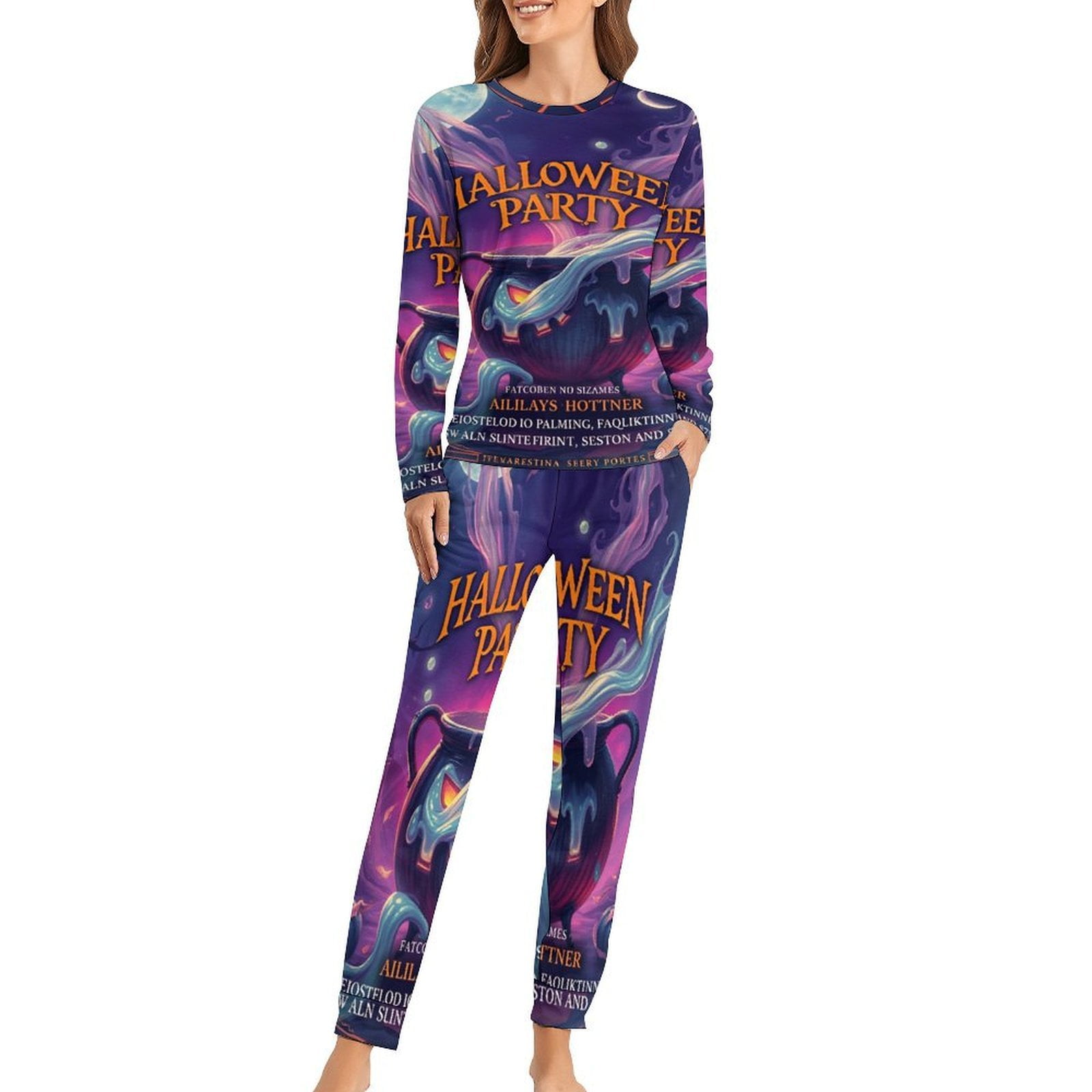 Spooky Halloween Party Cauldron Brew Pajamas 2 Pieces Pajama Sets Woman ...