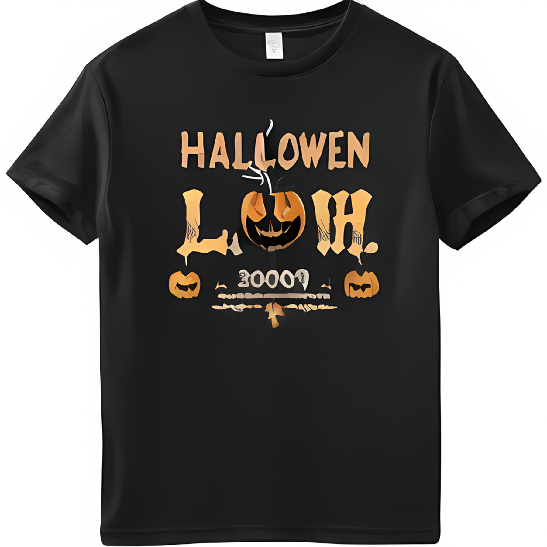 Spooky Halloween Partywear Black T-Shirt with 'H swan' Text Light ...