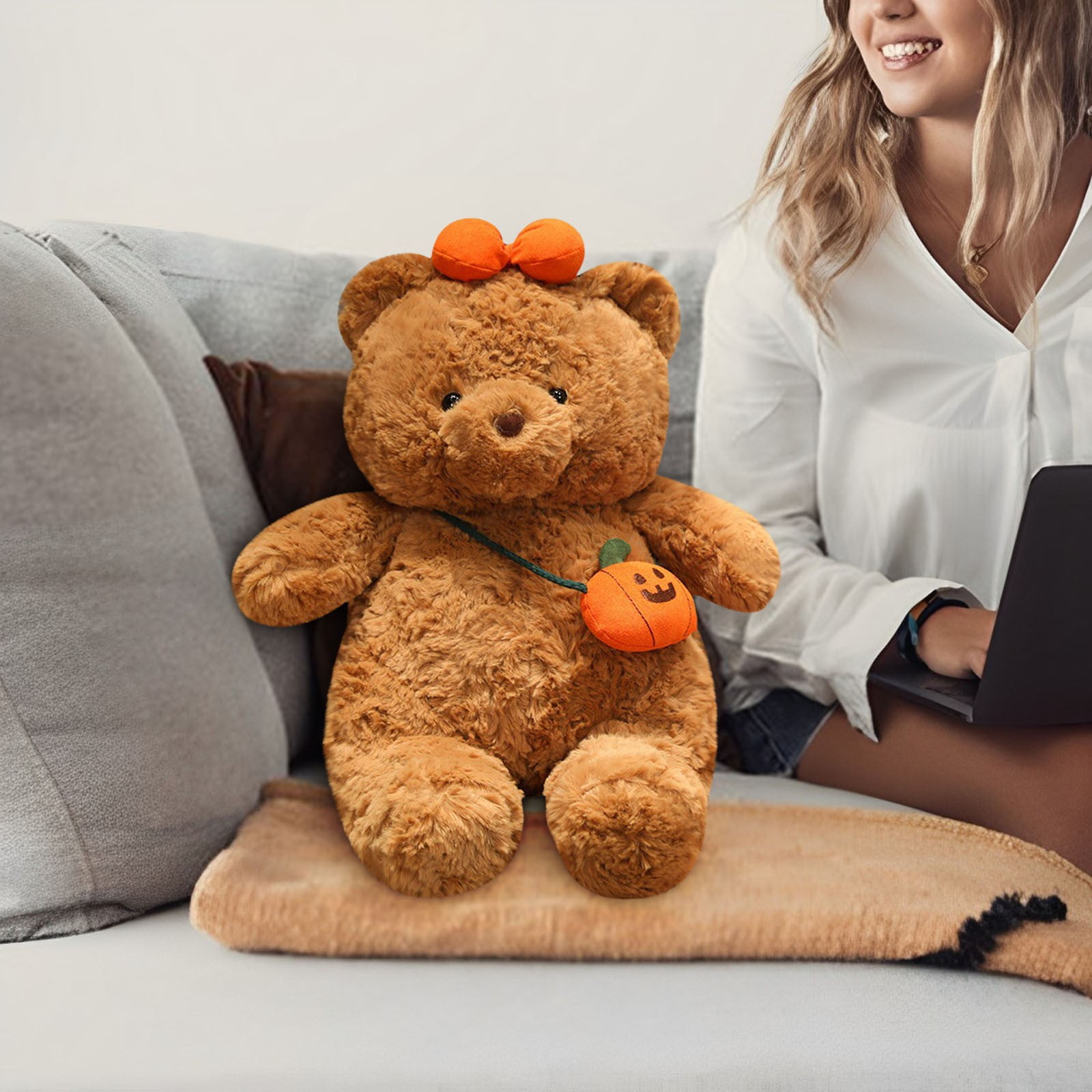 Spooky Halloween Pumpkin Bear Stuffed - Boo-Tiful Decor - Trick-or ...