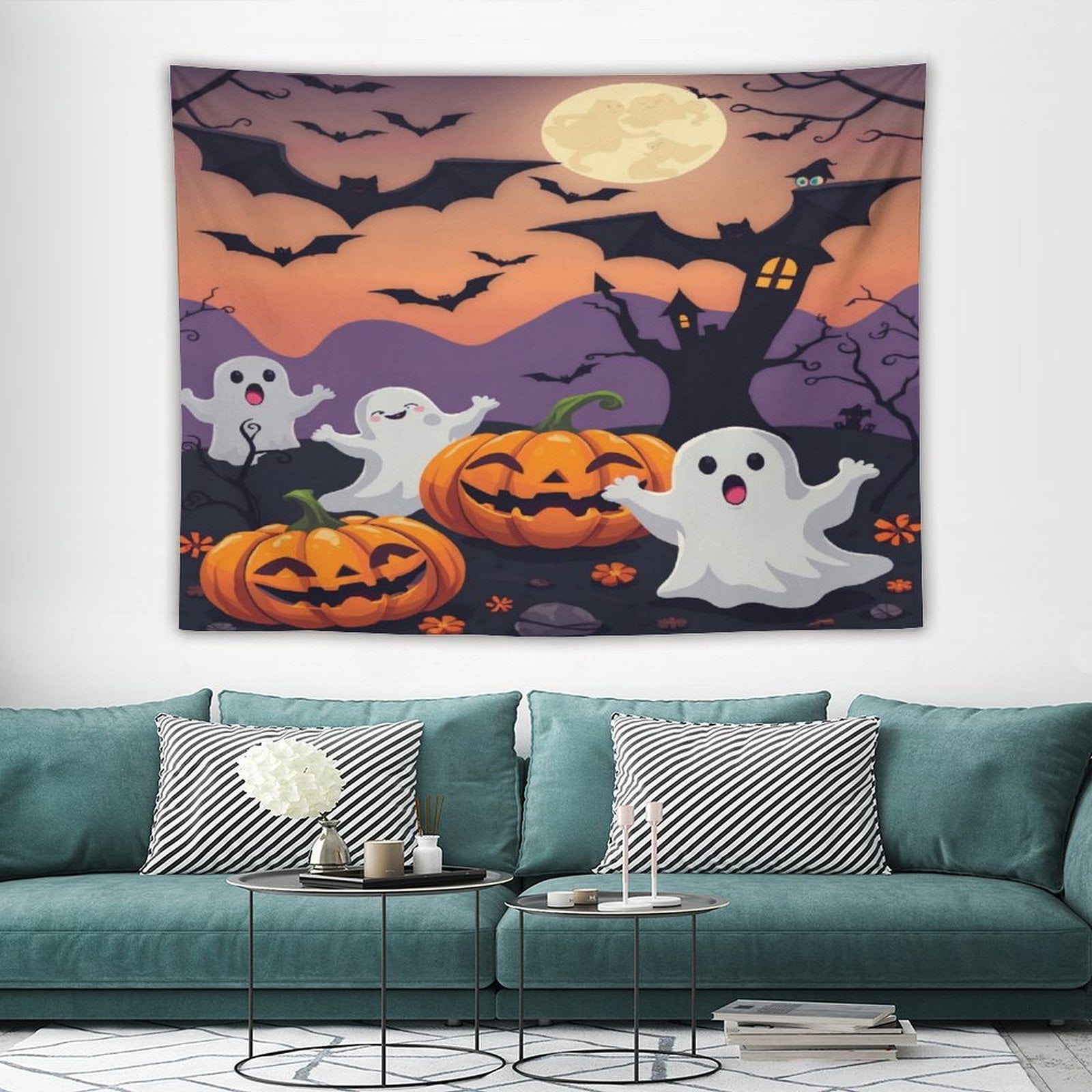 Spooky Halloween Scene Wall Tapestry Poster Mall Hanging Background ...