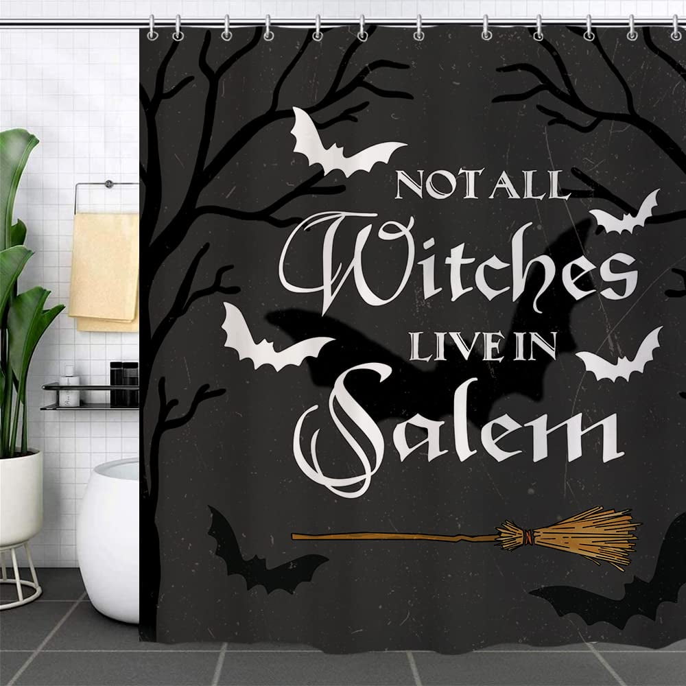Spooky Halloween Shower Curtain Gothic Horror Halloween Black&white