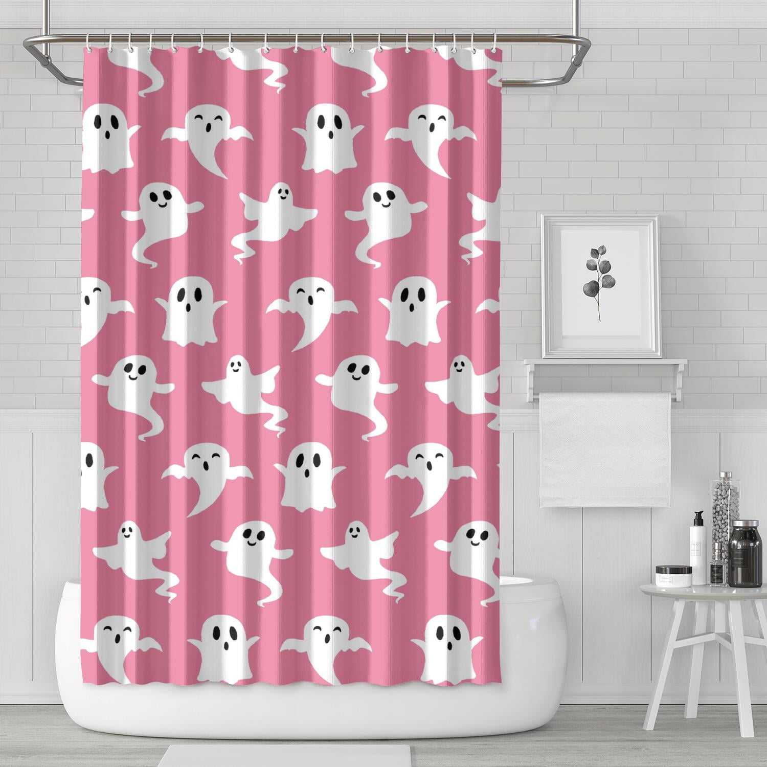 Spooky Halloween Shower Curtain with Bats & Spider Webs, 72x72 Inch ...