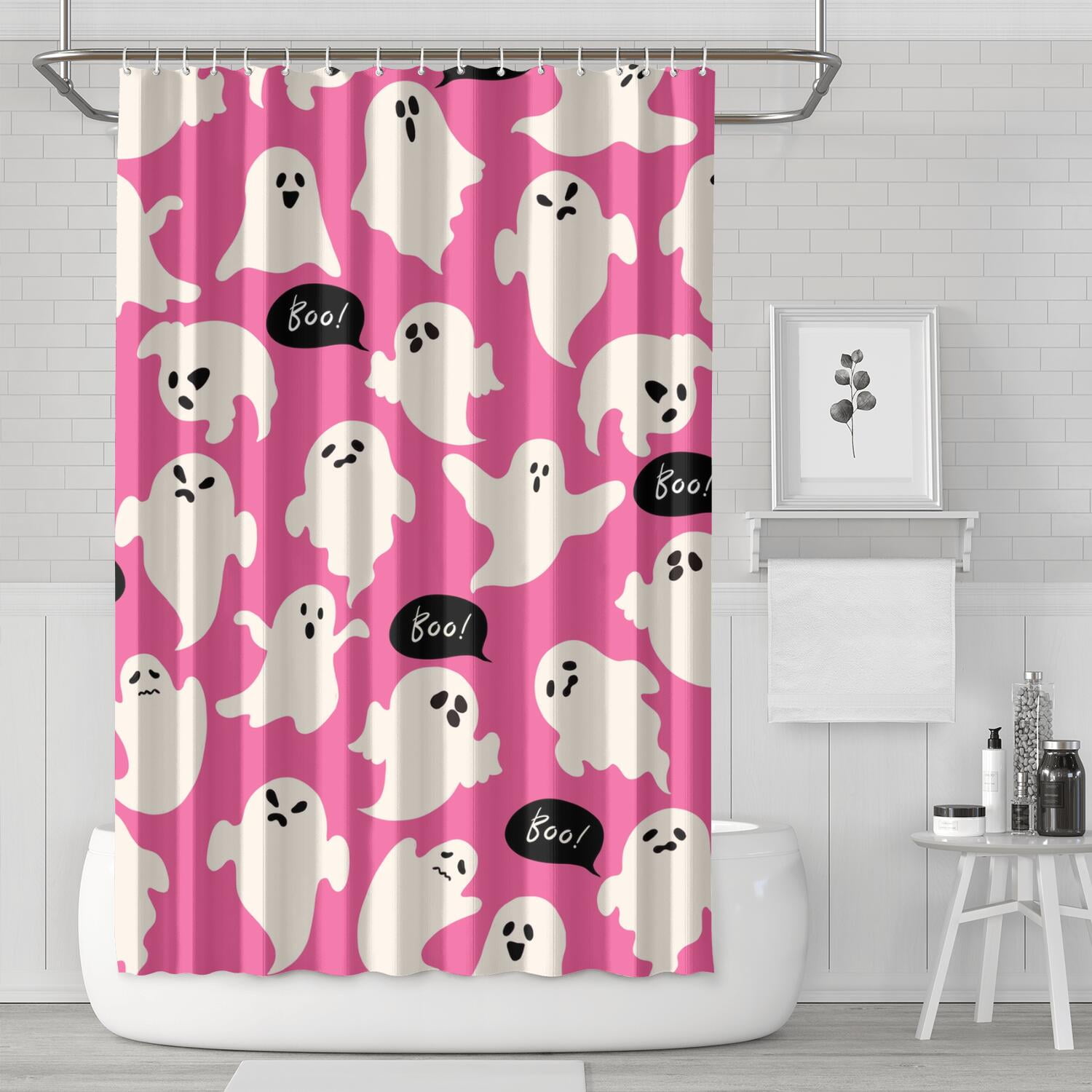 Spooky Halloween Shower Curtain with Bats & Spider Webs, 72x72 Inch ...