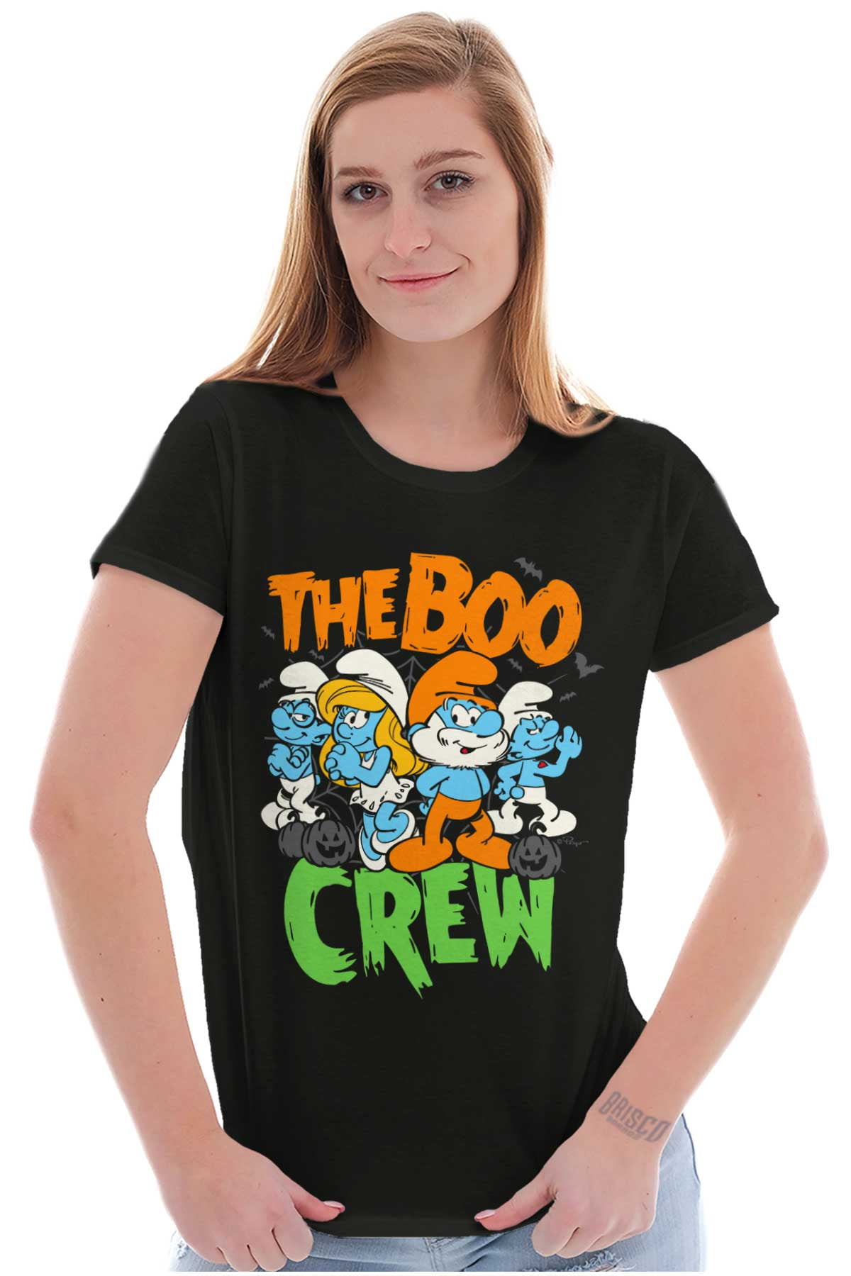 Spooky Halloween Smurfs The Boo Crew Women's T Shirt Ladies Tee Brisco ...