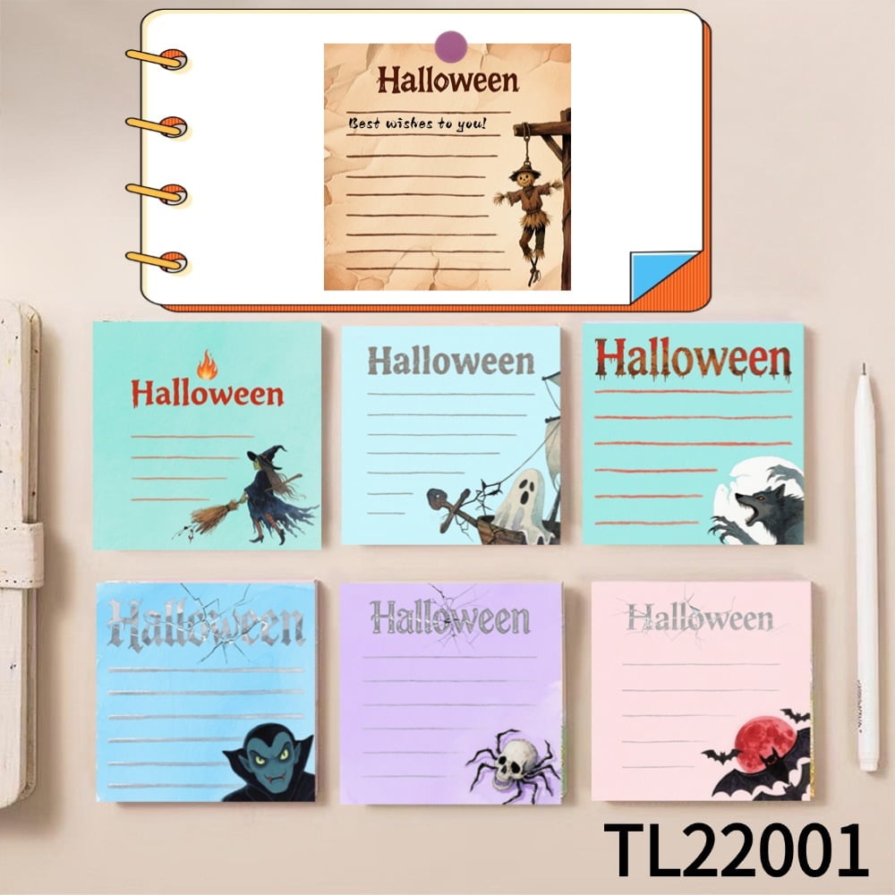 Spooky Halloween Themed Sticky Notes (3.54×3.54 Inches) 100-Pack ...