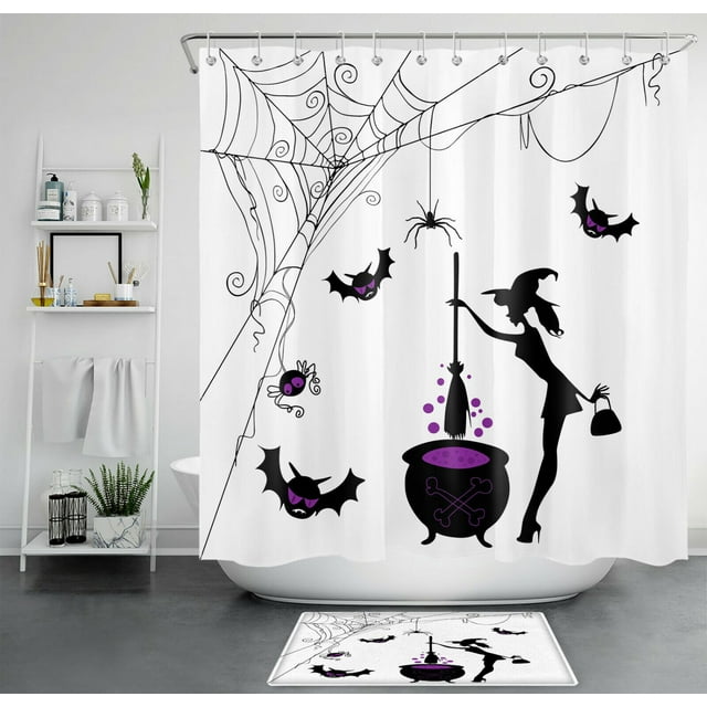 Spooky Halloween Witch Cauldron Bathroom Set With Poison Shower Curtain
