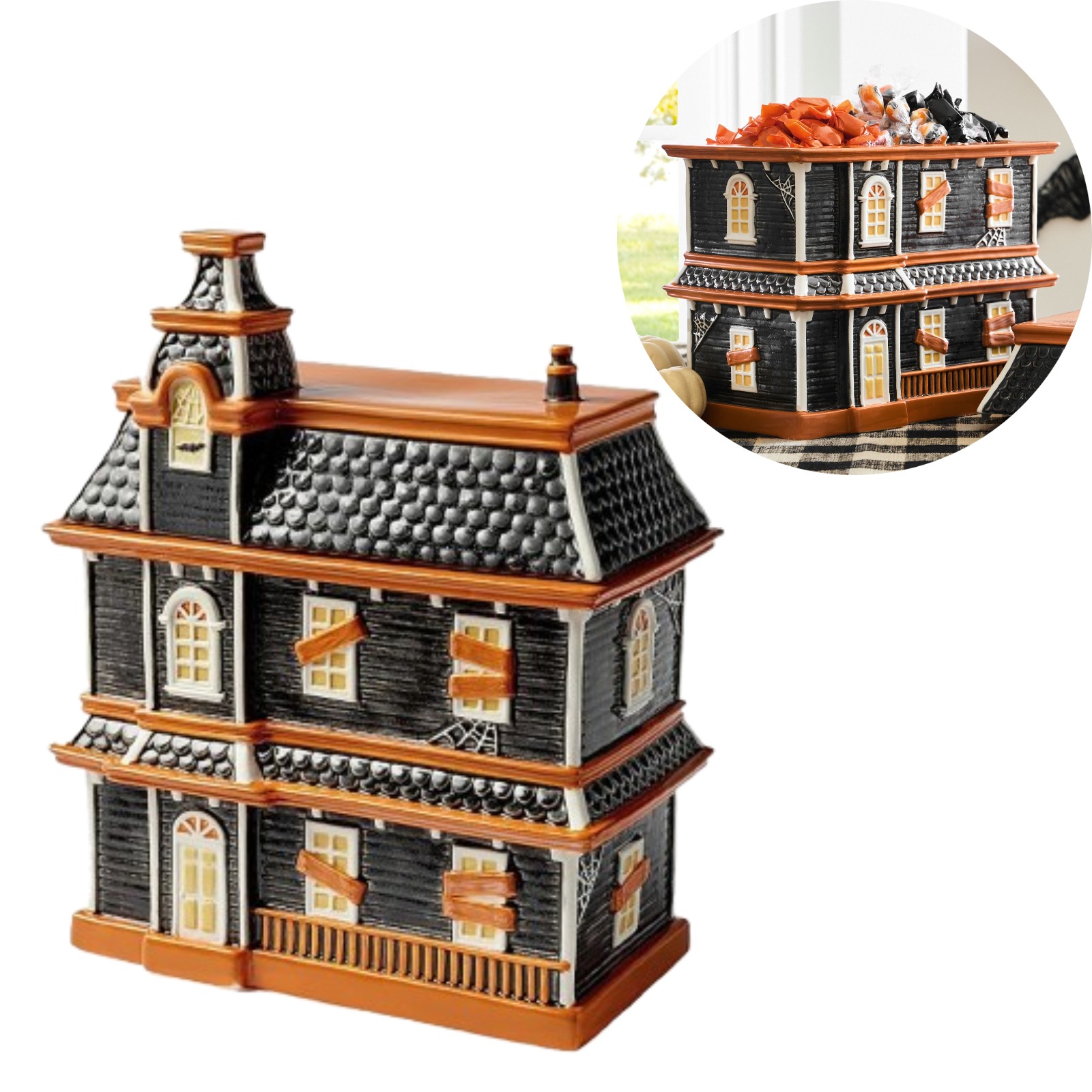 Spooky Haunted House Lidded Candy Bowl for Halloween Candy Storage ...