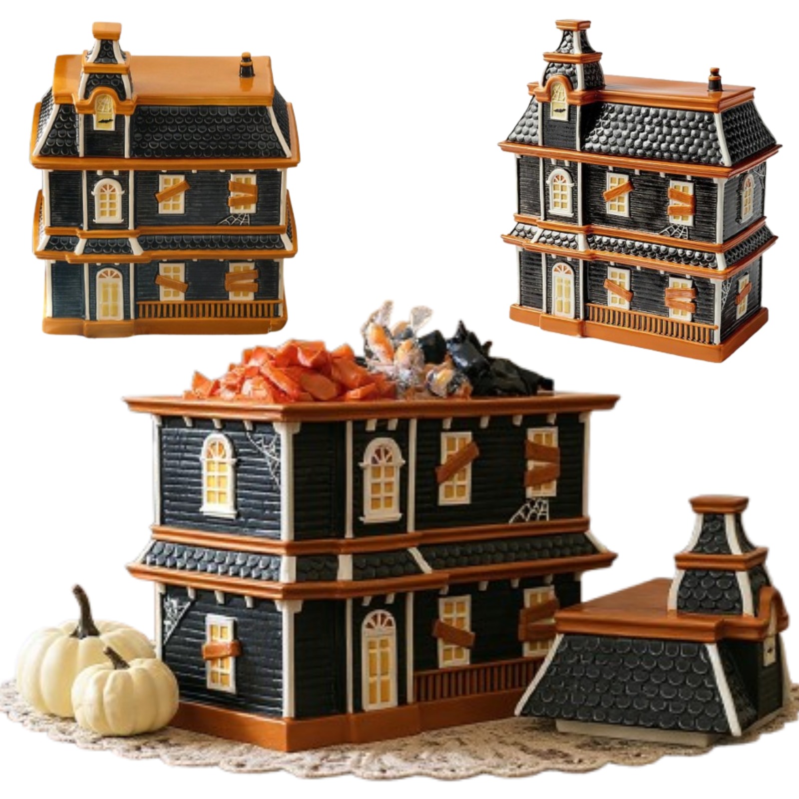 Spooky Haunted House Lidded Candy Bowl for Halloween Candy Storage ...