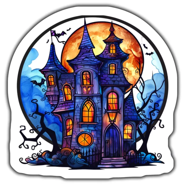 Spooky Haunted House Sticker, Halloween Decor, Gothic Architecture ...
