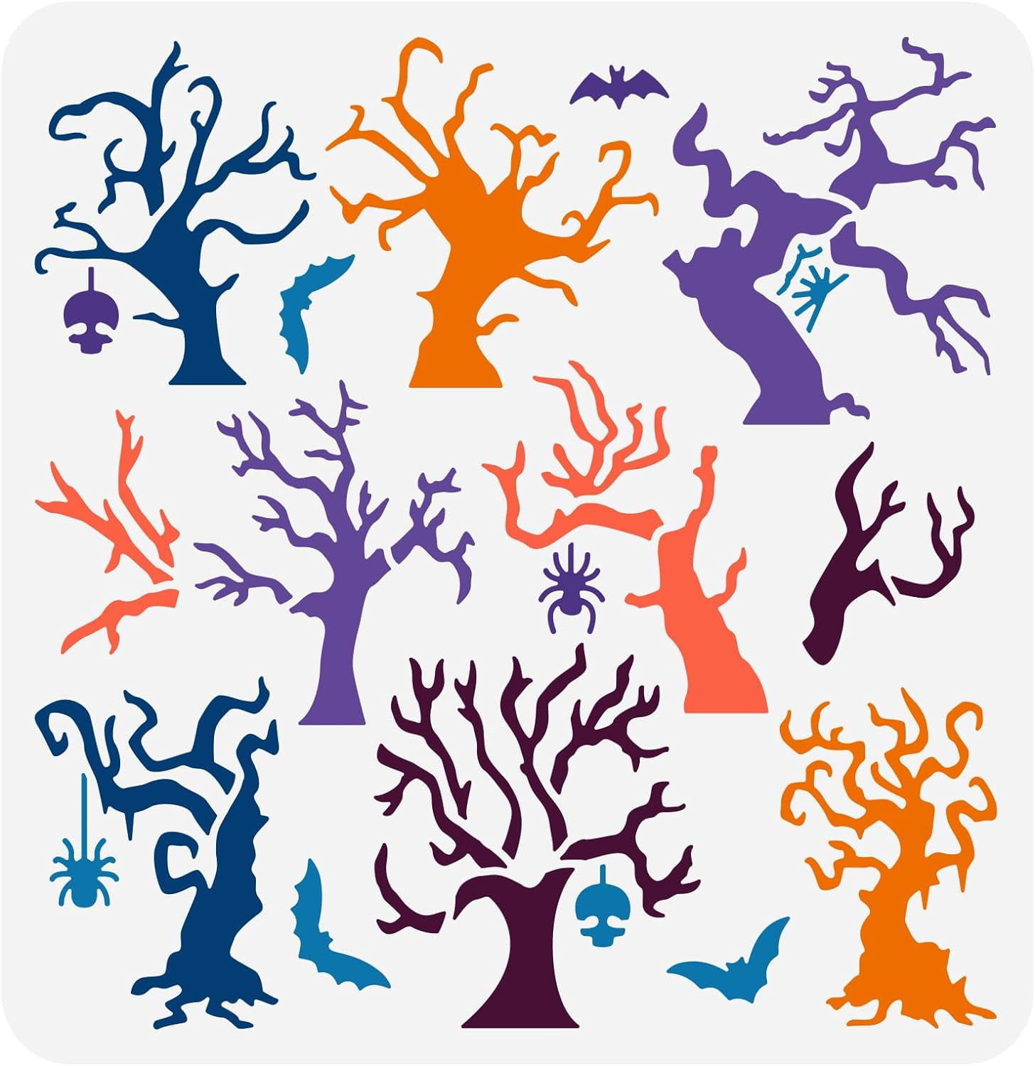 Spooky Hollow Tree Painting Stencil 11.8x11.8inch Dead Tree Drawing ...