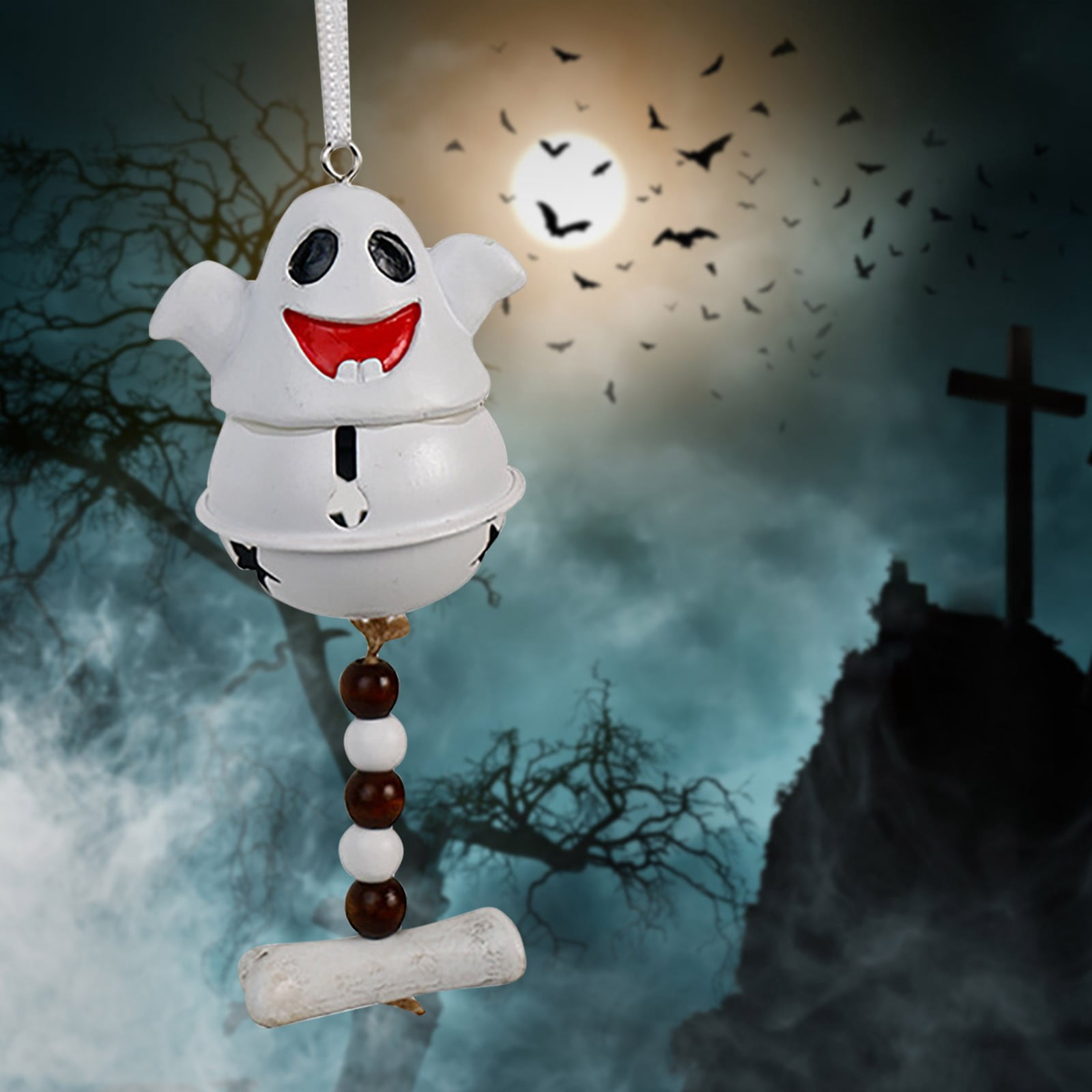 Spooky Home Decor Qwtwty Halloween Cute Ghost Bells Resin Pendant Home ...