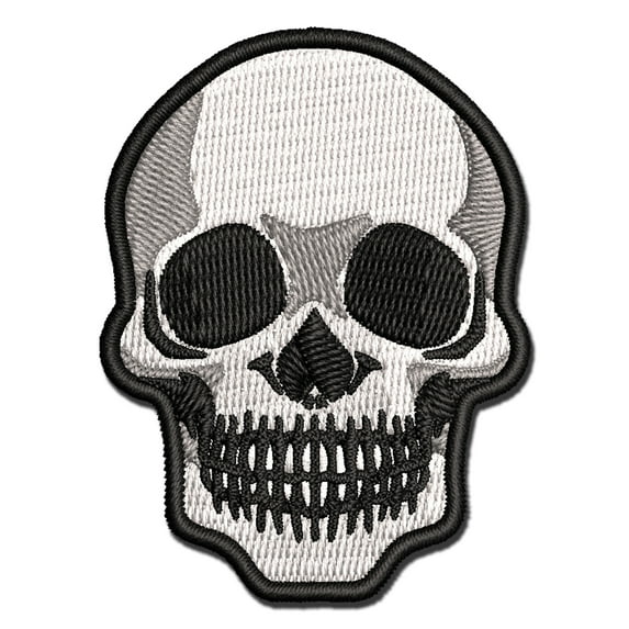 Spooky Human Skull Bone Applique Multi-Color Embroidered Iron-On Patch ...