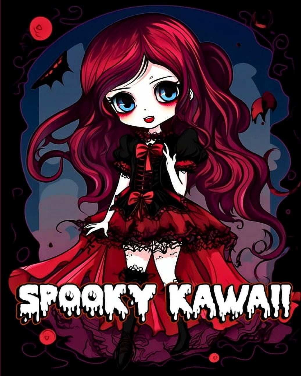 Spooky Kawaii Coloring Book: Cute Gothic Coloring Pages with Creepy ...