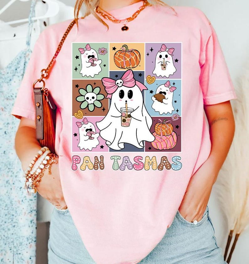 Spooky Latina T-Shirt – Halloween Tee with Mexican Conchas, Ghosts and ...