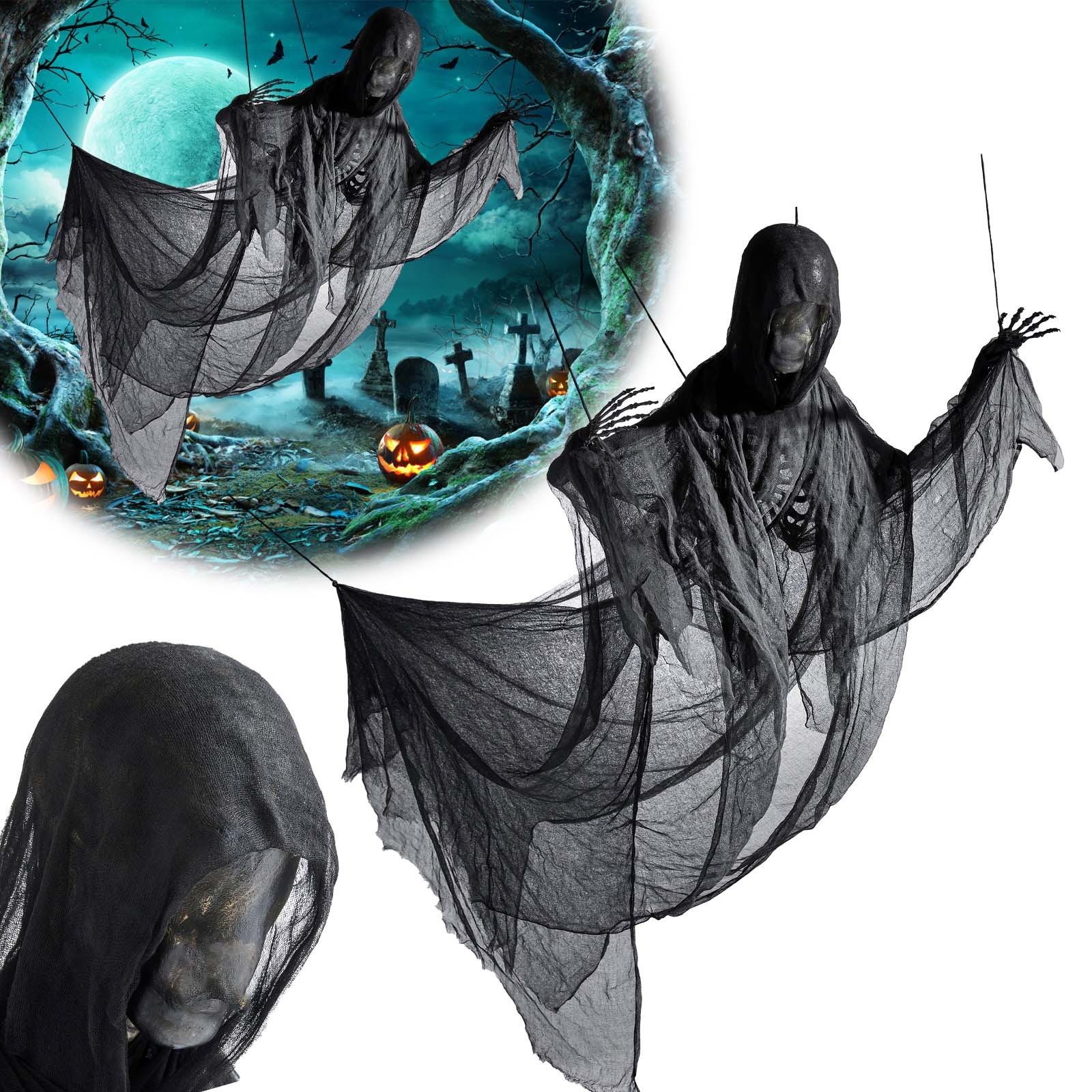 Spooky Lit Dementor Halloween Decoration - LED Cloaked Figure for ...