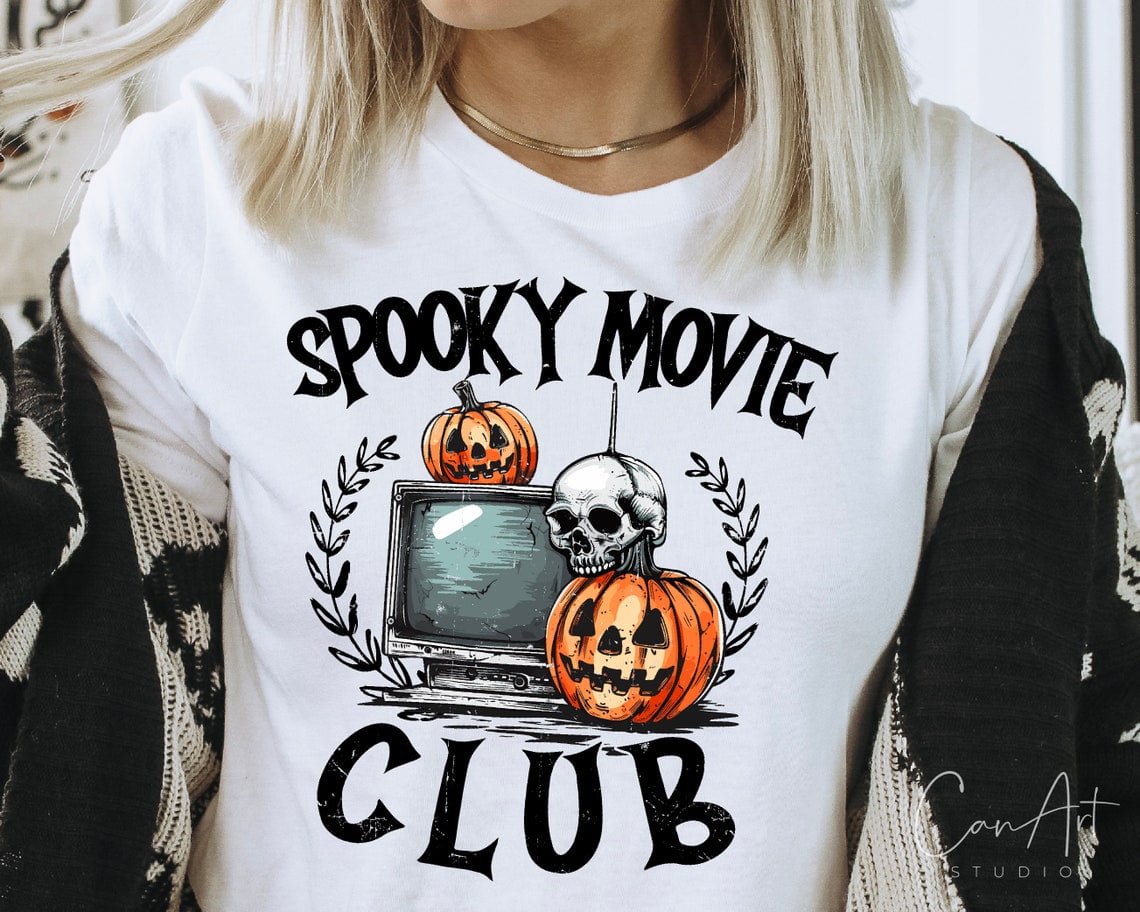 Spooky Movie Club Png, Retro Png, Scary Movie Night Png T-Shirt ...