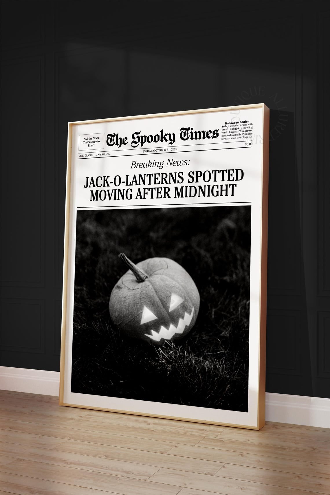 Spooky Newspaper Print Poster, NewsPrint Poster Poster, Jack-o-Lantern ...