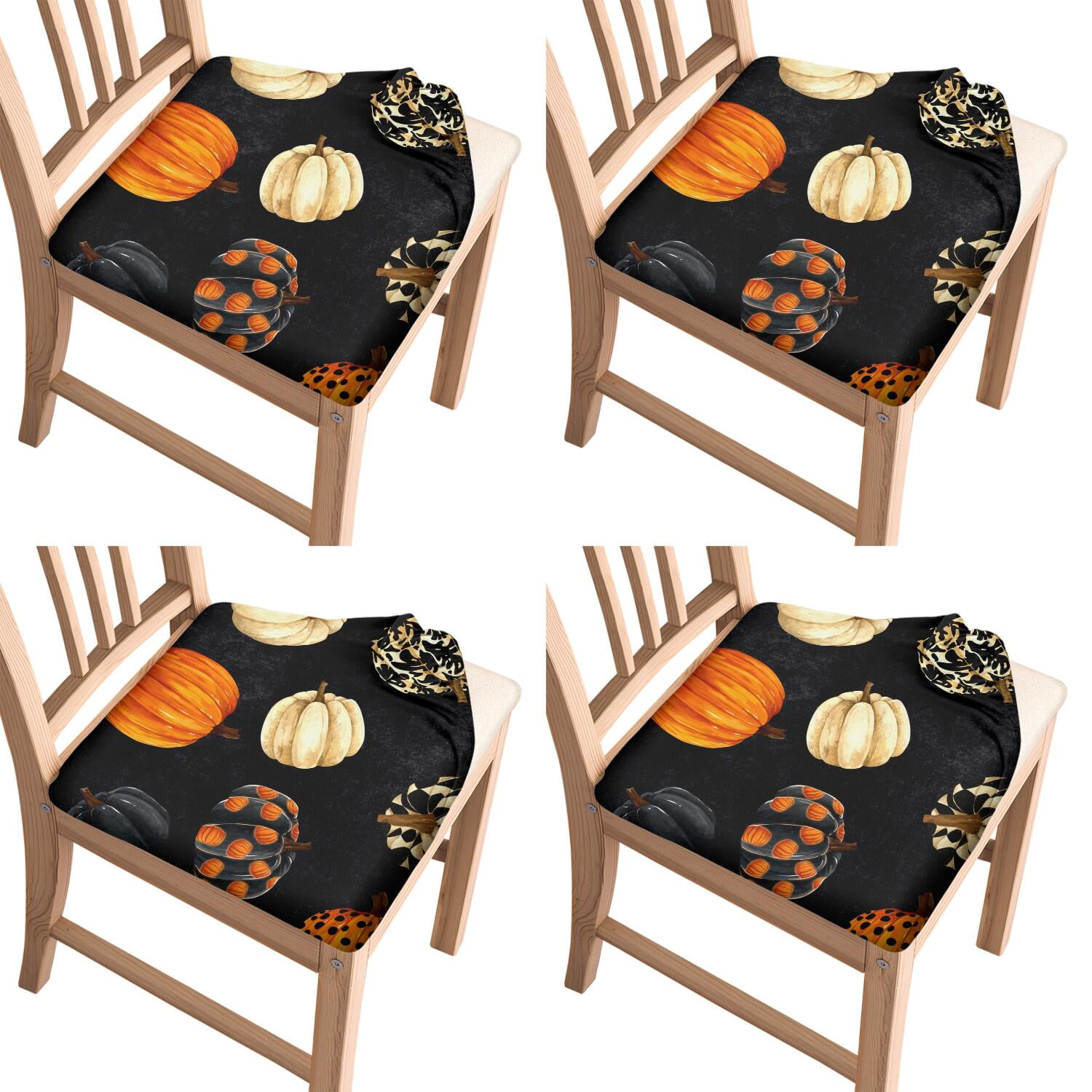 Spooky Night Halloween Chair Covers 4-Pack - Bat and Moon Print ...