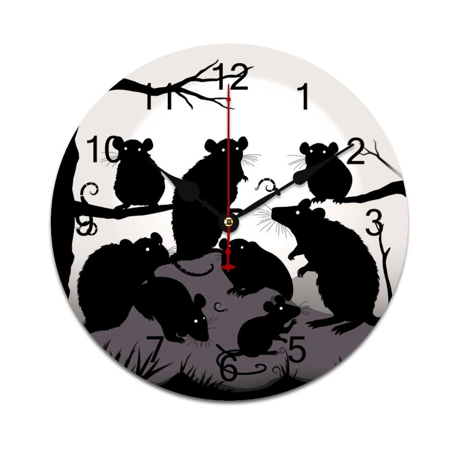 Spooky Nocturnal Rodents Silent Wall Clock Movement Battery Clock ...