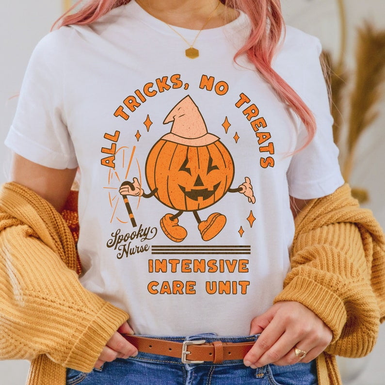 Spooky Nursing, ICU Nurse Gift, ICU Nurse Clothes, Cute Nurse Shirt ...